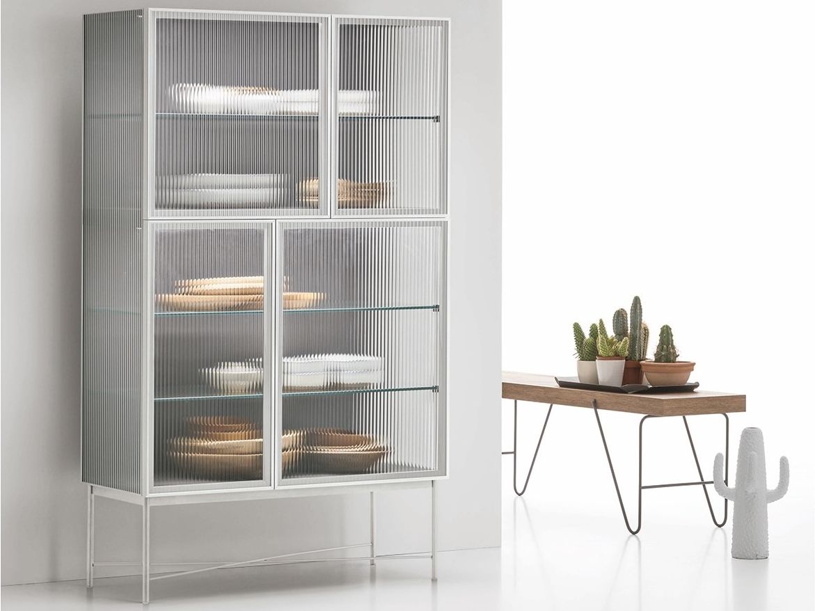 NINA Glass highboard with doors By Tomasella