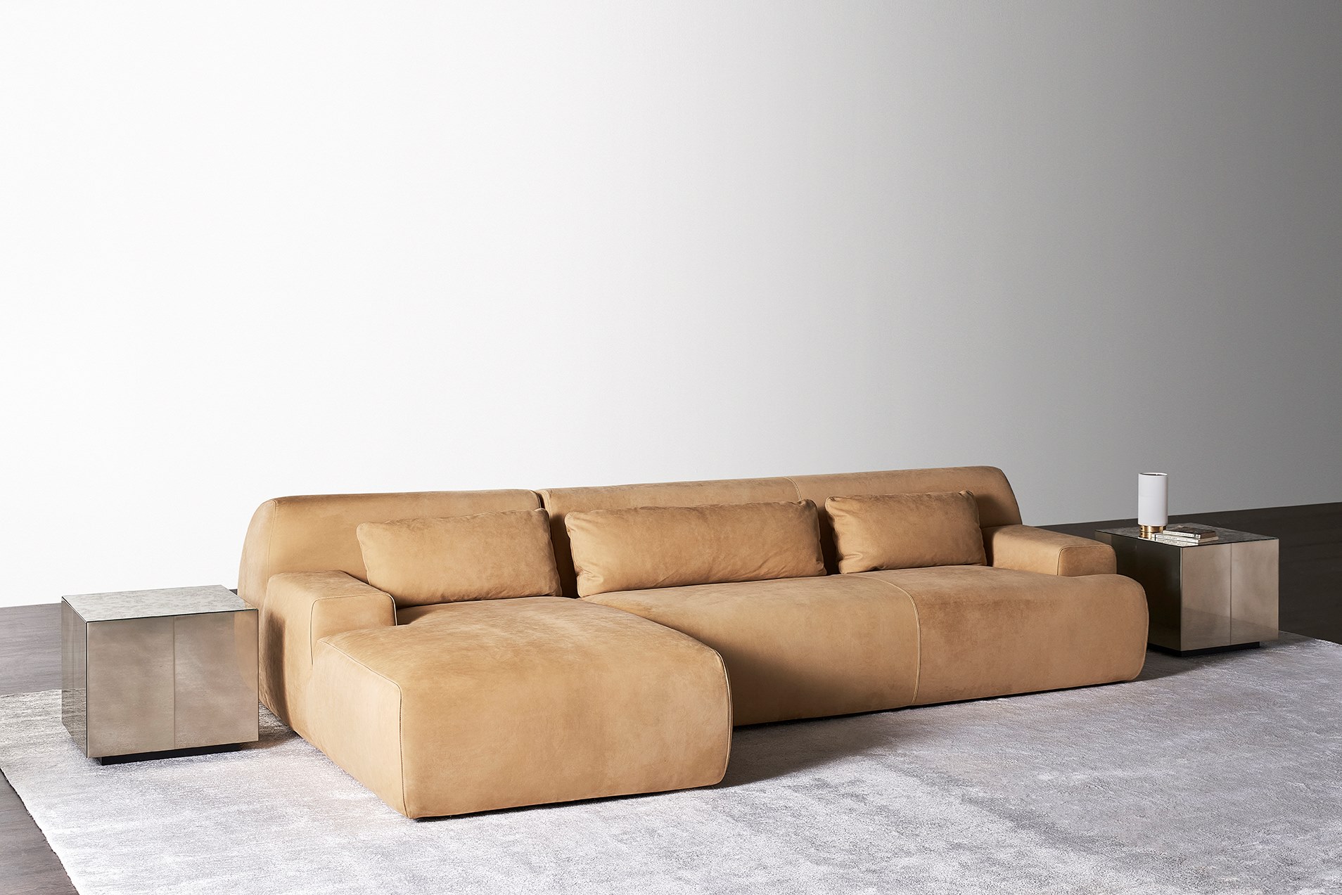 NORTON Fabric sofa with removable cover with chaise longue By Meridiani ...
