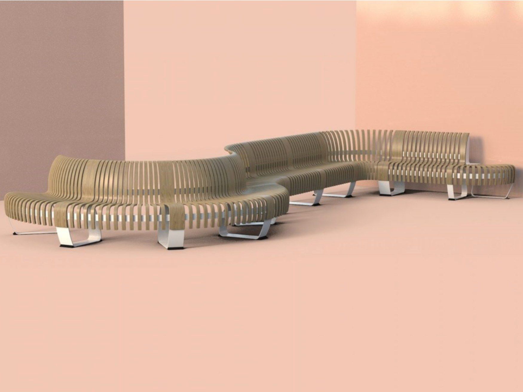 NOVA C BACK Curved Modular Bench with backrest By Green Furniture ...