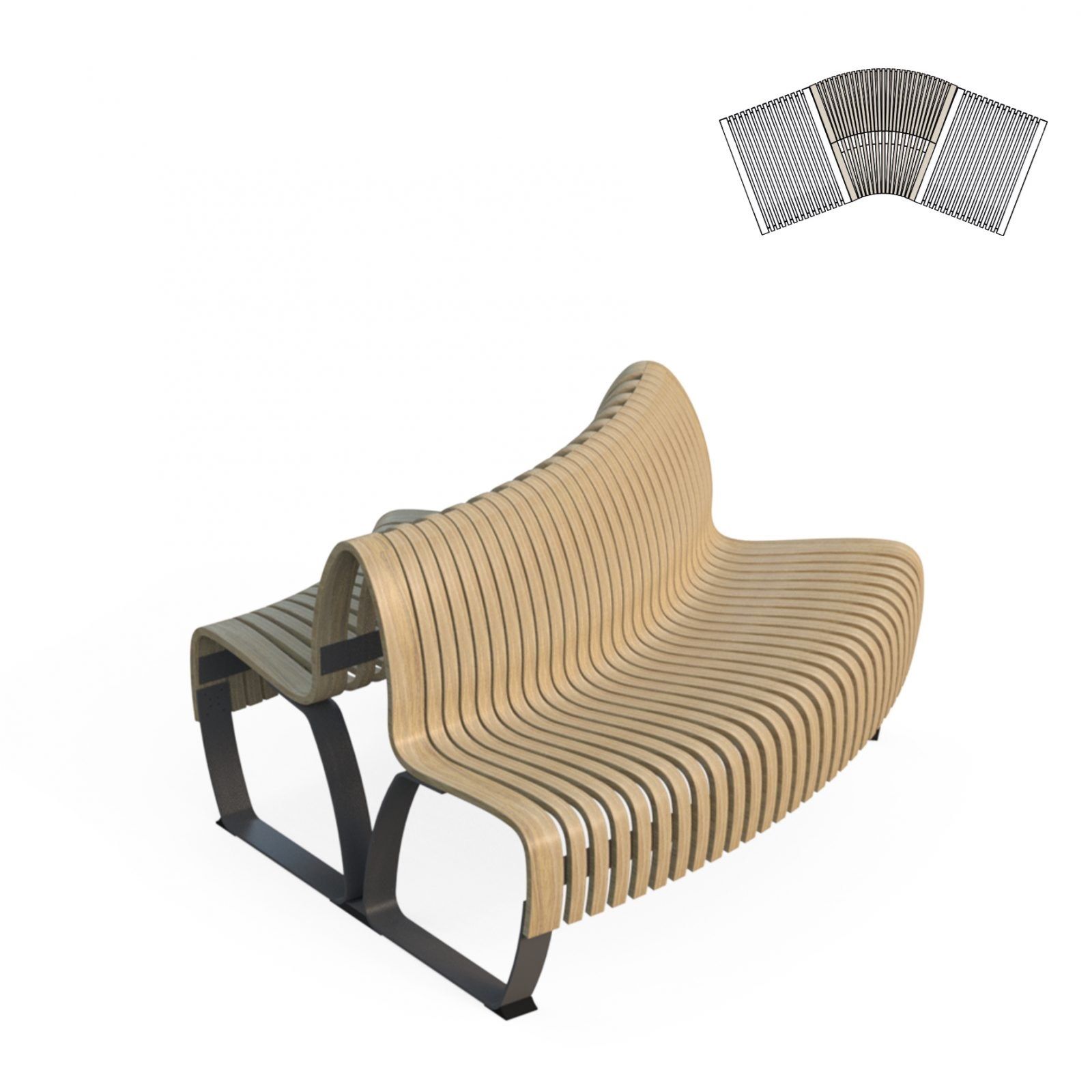 NOVA C DOUBLE BACK ELEVATION Modular wooden bench seating with back By ...