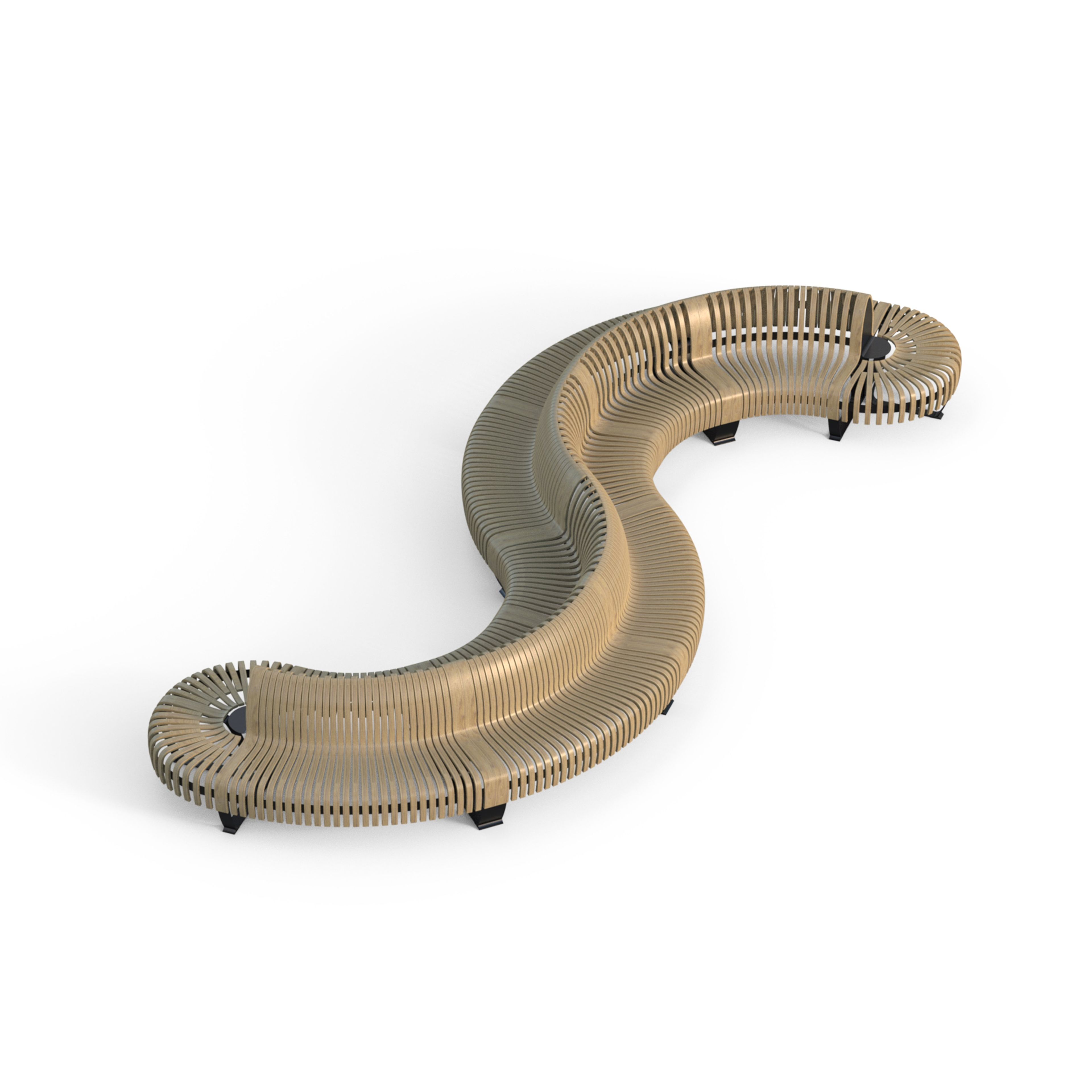 NOVA C DOUBLE BACK Curved Modular Bench with backrest double By Green ...