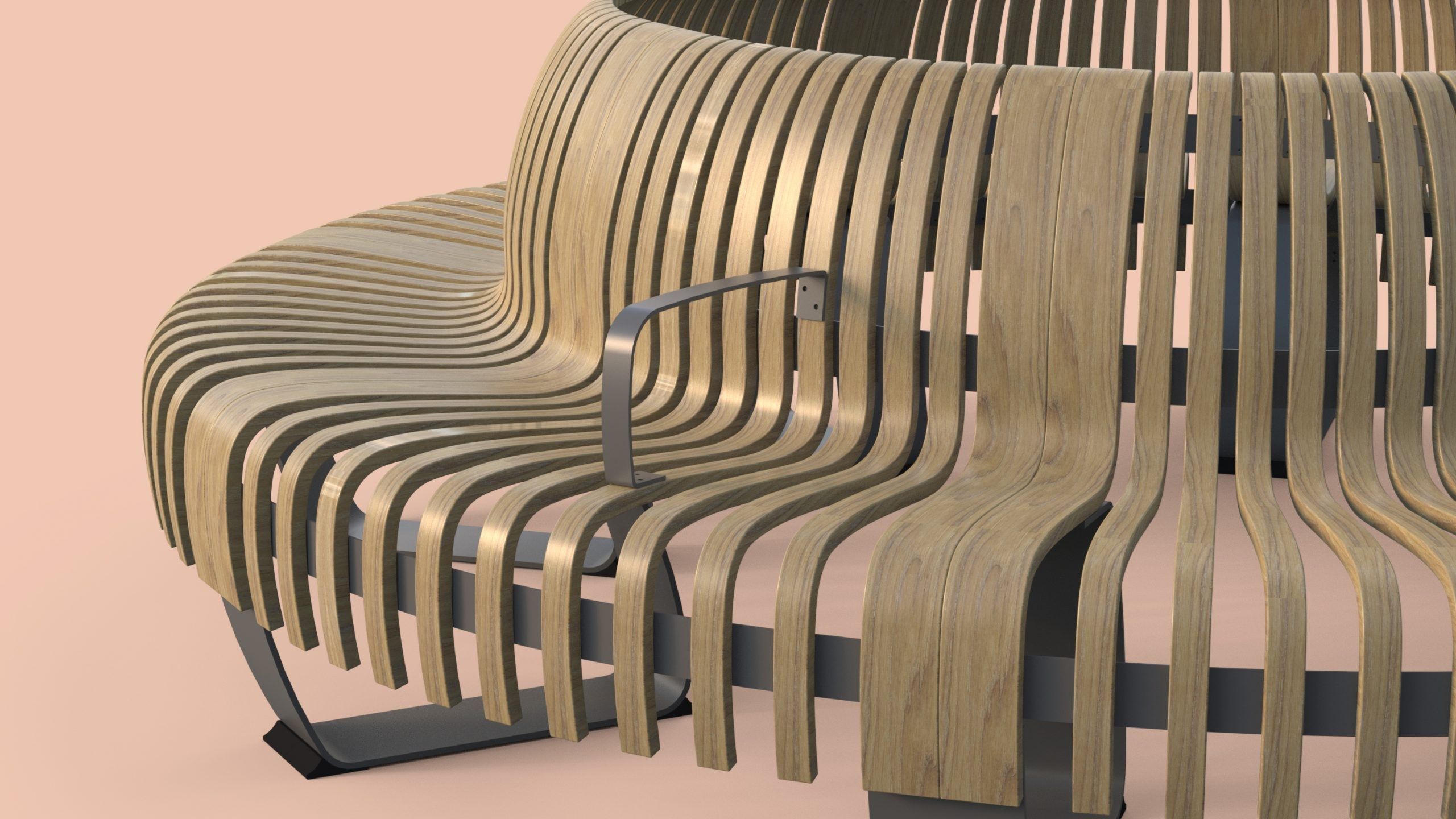 NOVA C DOUBLE BACK Curved Modular Bench with backrest double By Green ...