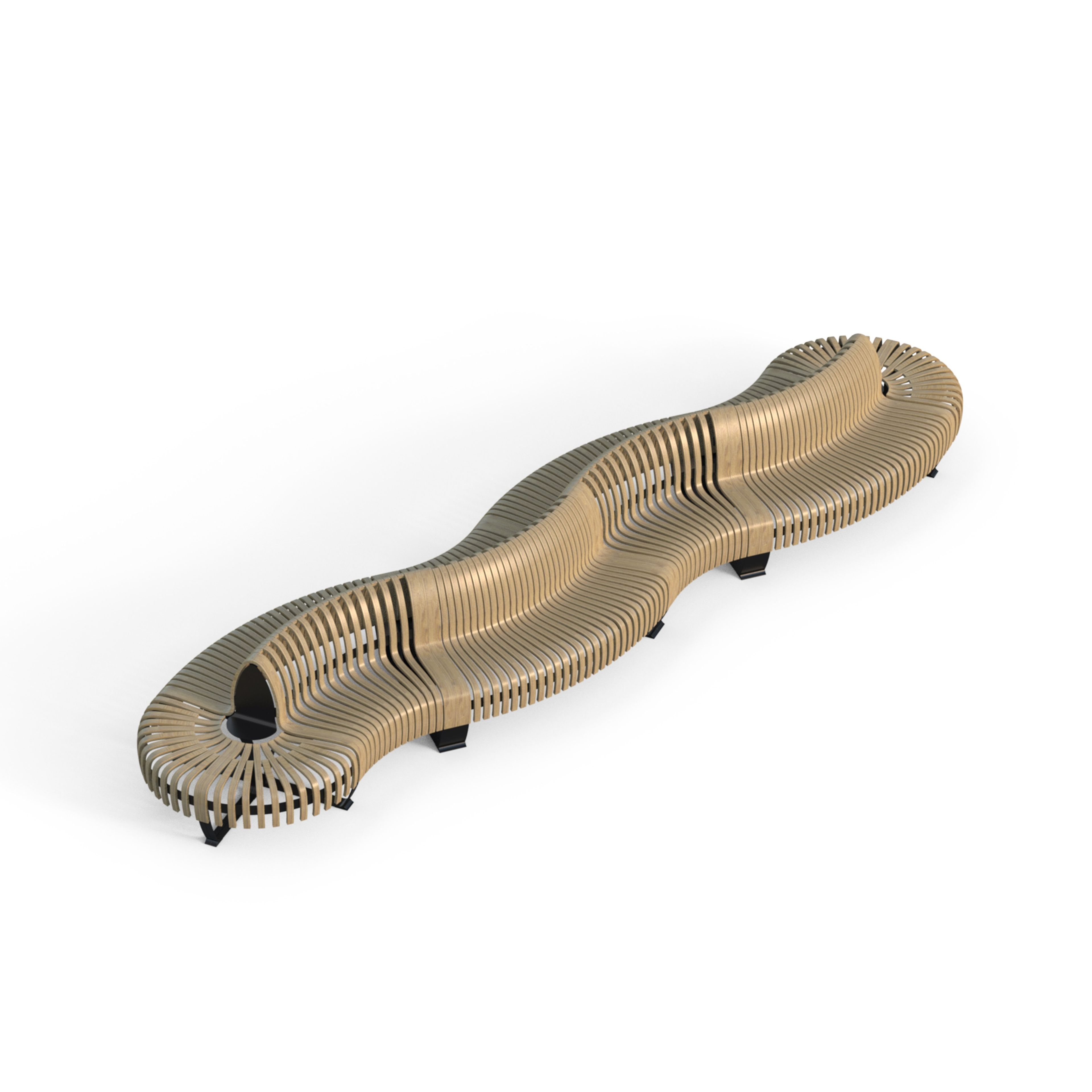 NOVA C DOUBLE BACK Curved Modular Bench with backrest double By Green ...