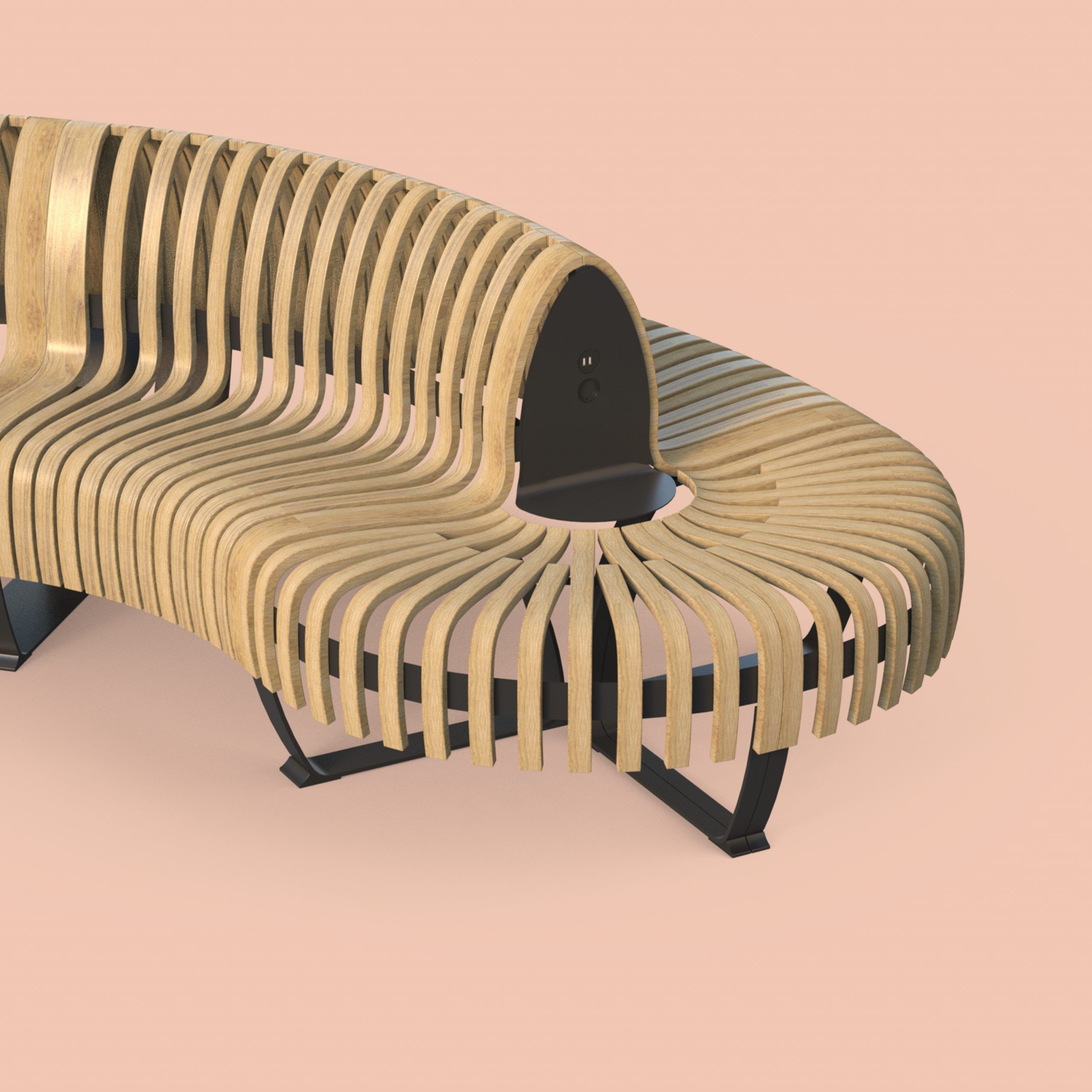 NOVA C DOUBLE BACK Curved Modular Bench with backrest double By Green ...