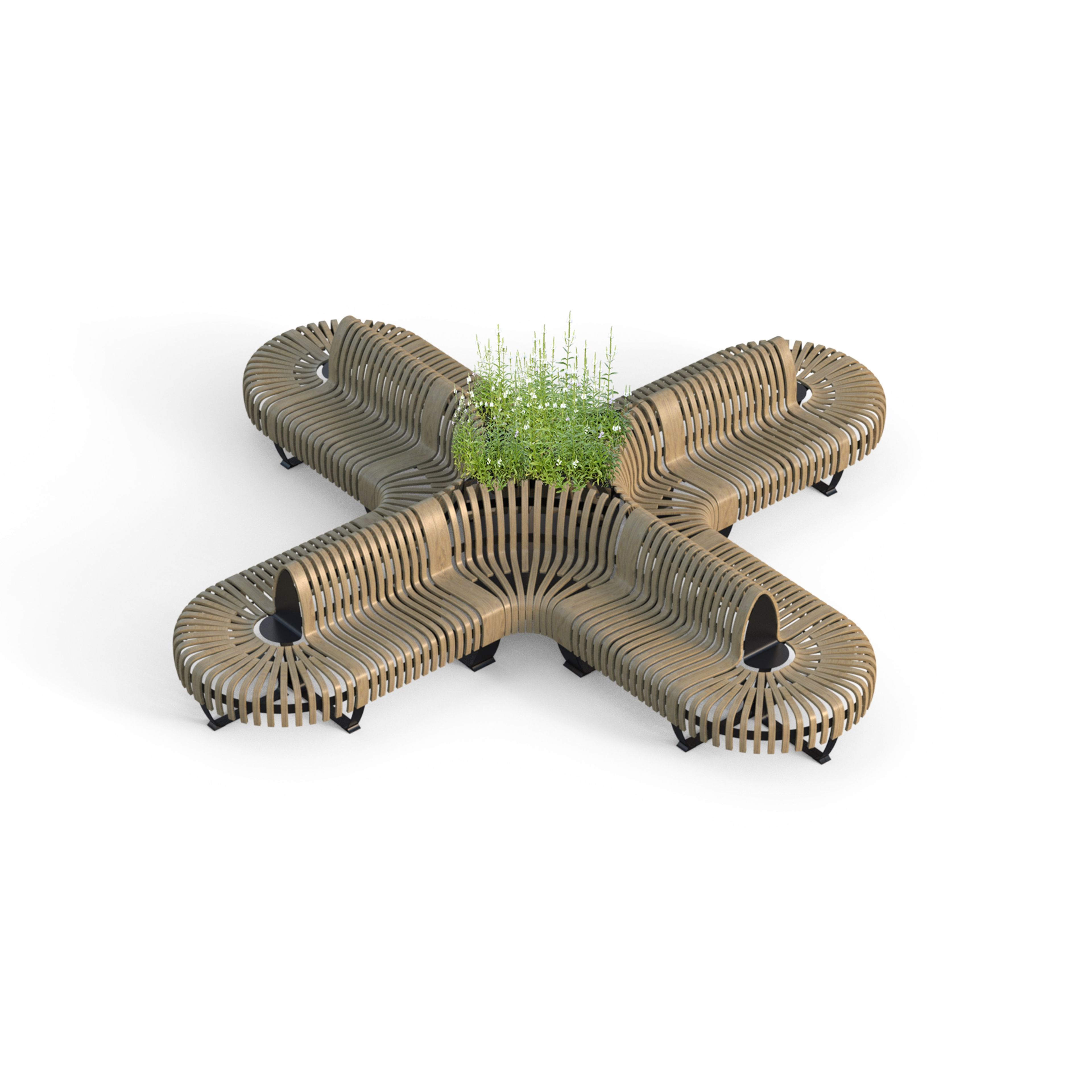 NOVA C DOUBLE BACK Curved Modular Bench with backrest double By Green ...