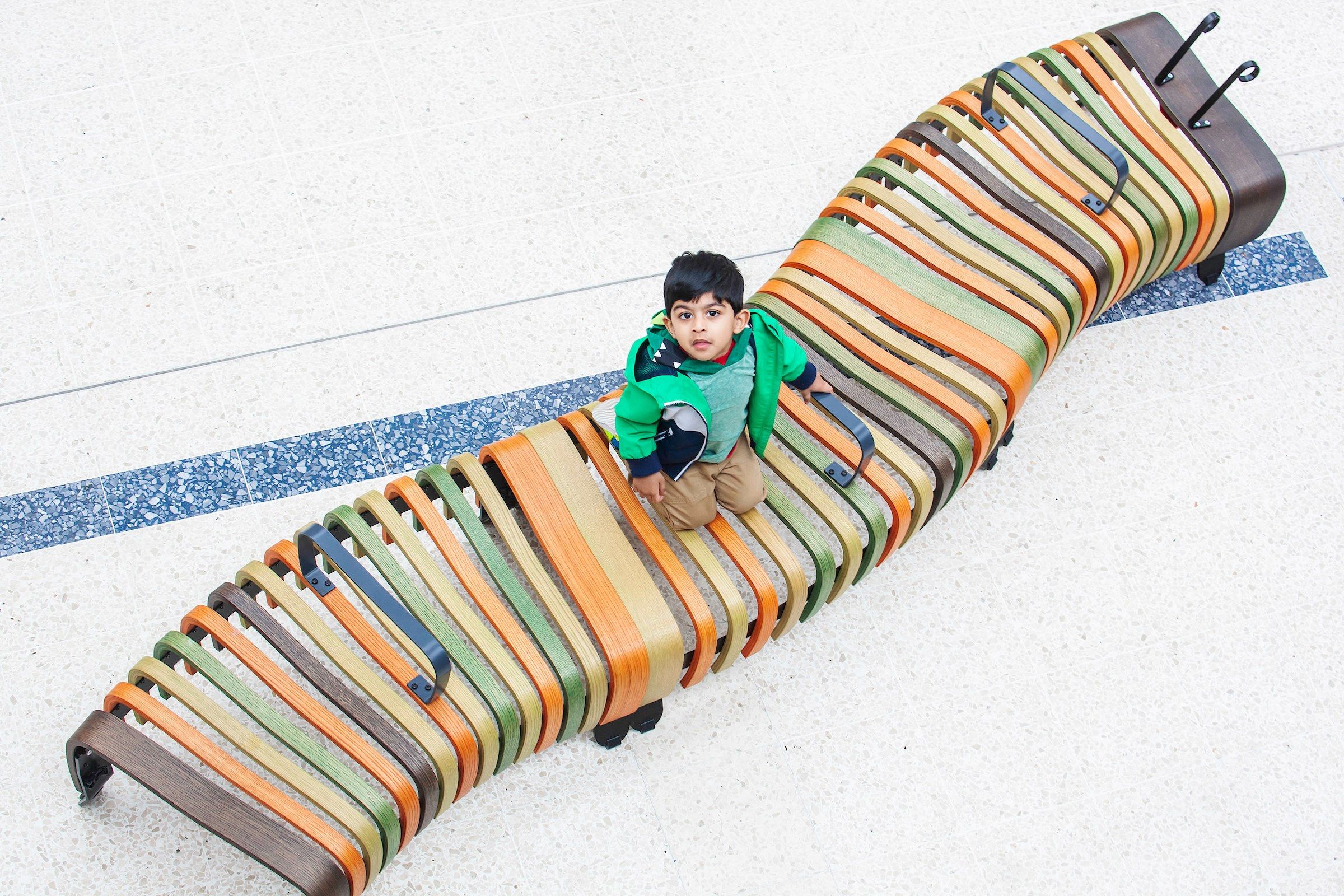 NOVA C KIDS Modular backless steel and wood bench seating By Green ...