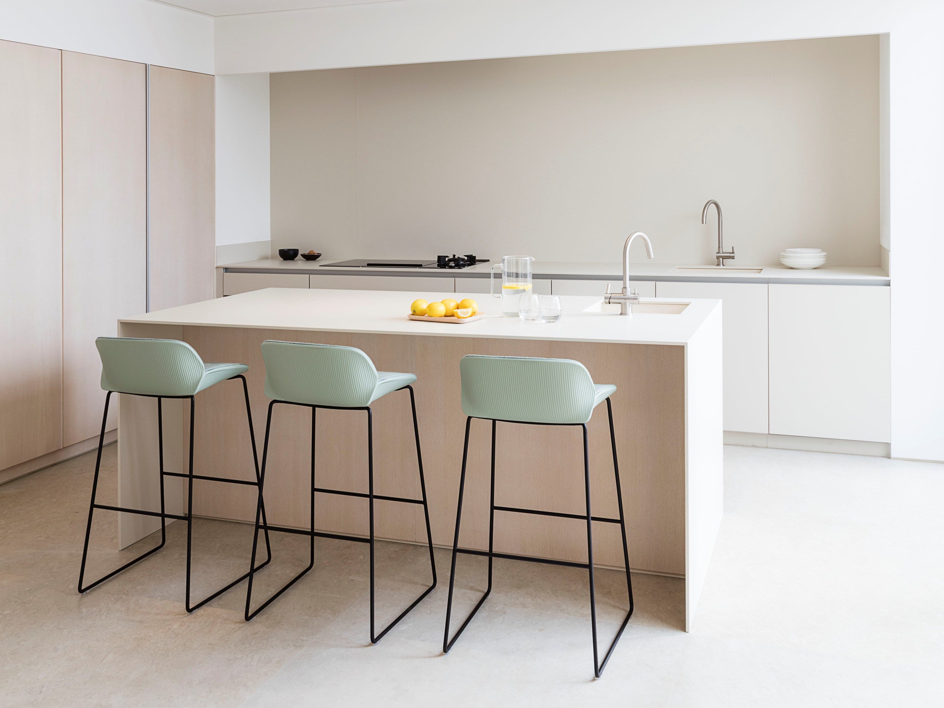 High sled base stool with back NUEZ BQ2781 Nuez Collection By Andreu ...