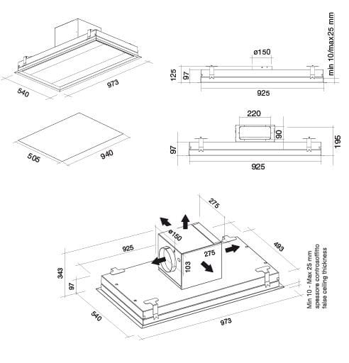 NUVOLA 90 Ceiling-mounted stainless steel cooker hood By Falmec