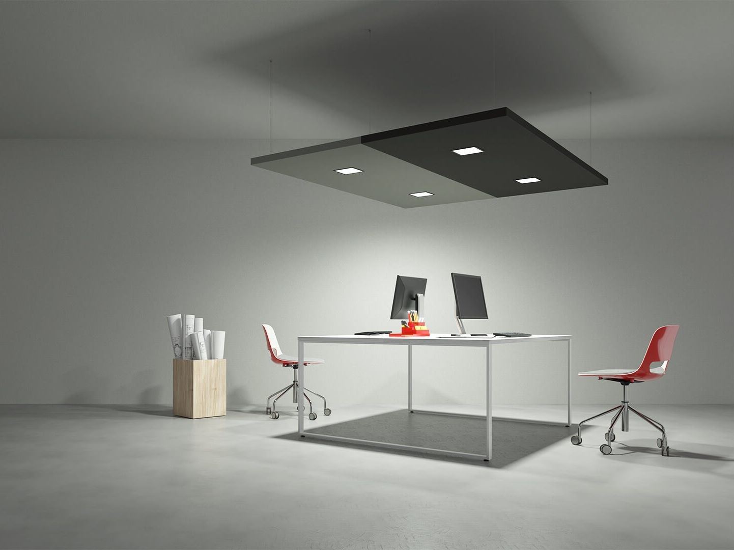 NUVOLA | Hanging acoustic panel with Integrated Lighting By Caruso Acoustic