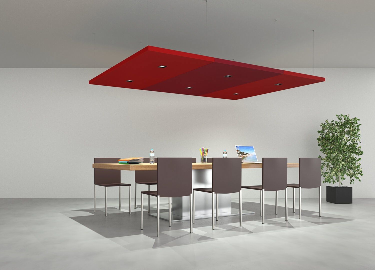 NUVOLA | Hanging acoustic panel with Integrated Lighting By Caruso Acoustic