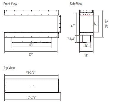 3-sided water built-in firebox NZW72F Peninsula Firebox NetZero Fire ...
