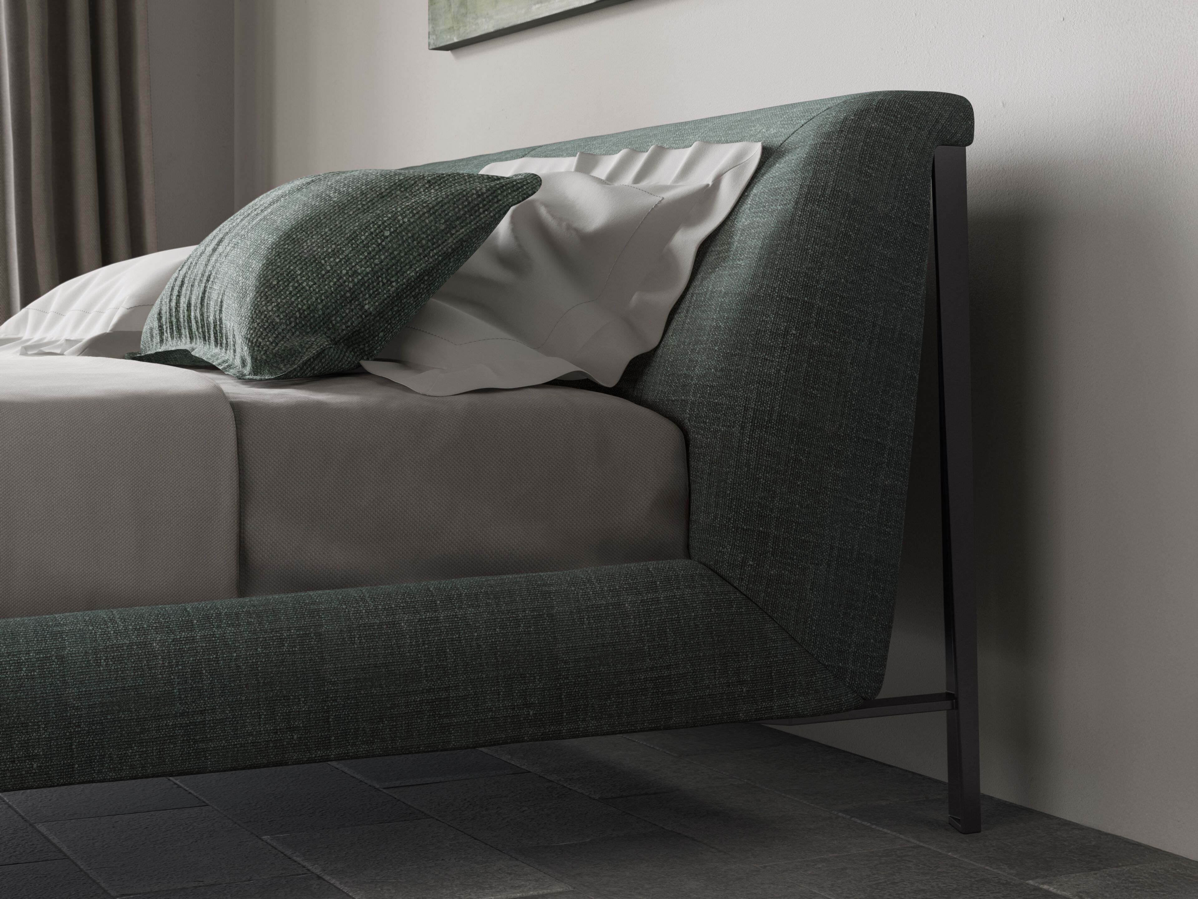 DIAMANTE Fabric double bed with upholstered headboard By Natuzzi Italia ...