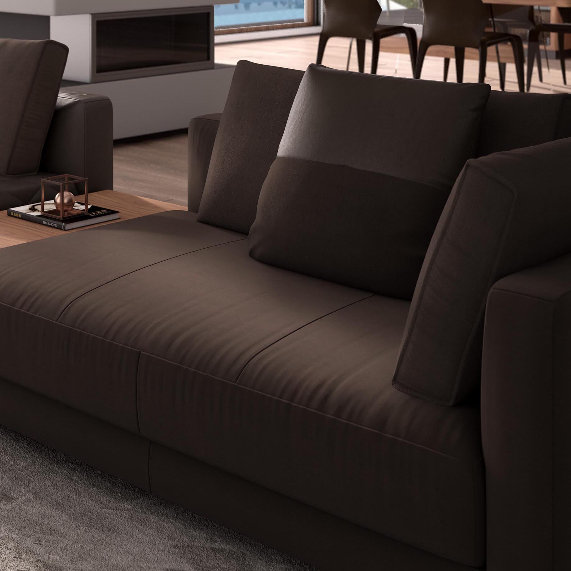 MELPOT Sectional fabric sofa with integrated magazine rack and chaise ...