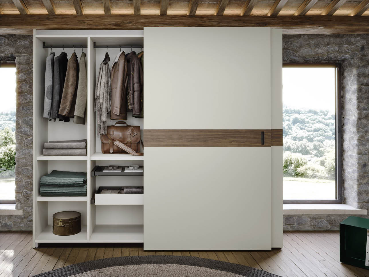 CLASS Wardrobe with coplanar doors By Novamobili