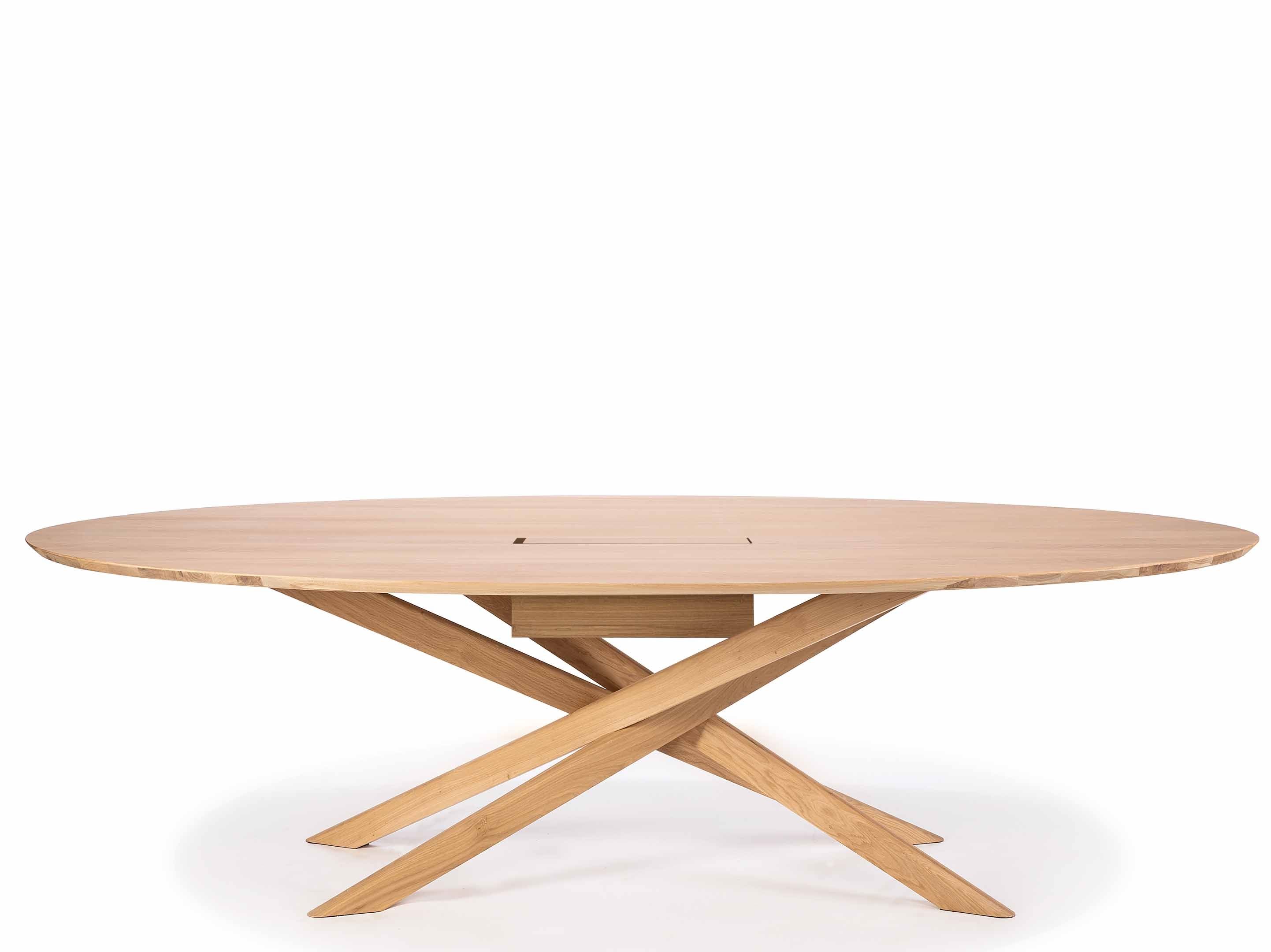 OAK MIKADO Oval oak meeting table with cable management By Ethnicraft ...