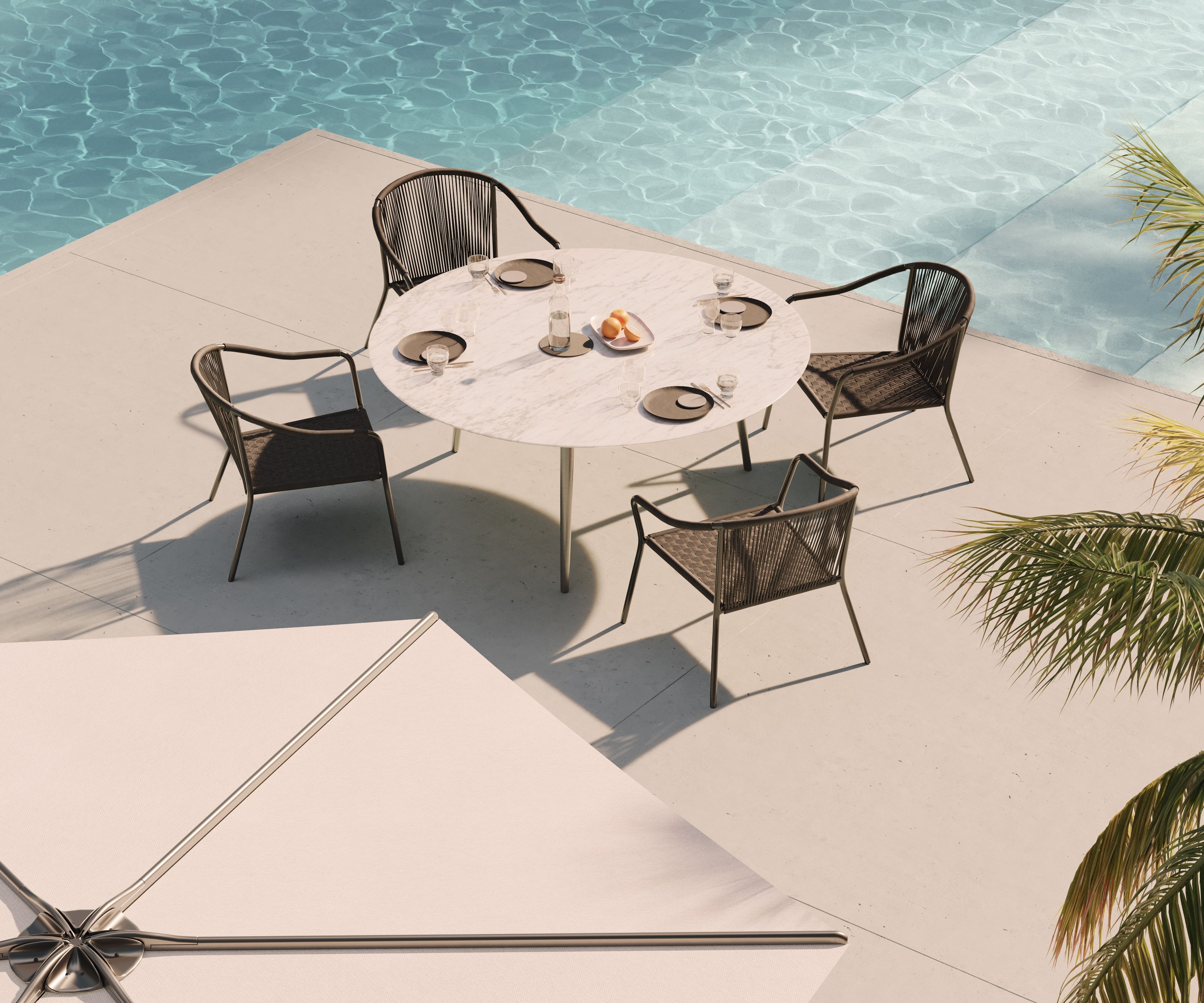 OAZZ Round Batyline® Garden umbrella By Royal Botania