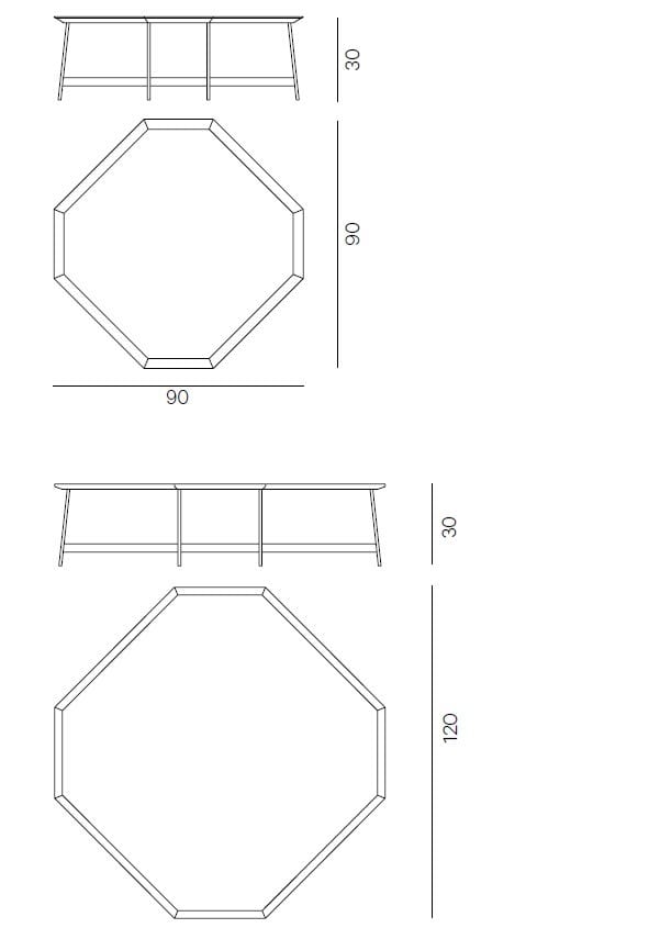 OCTAGON Low octagonal brass coffee table By Henge | design Massimo Castagna