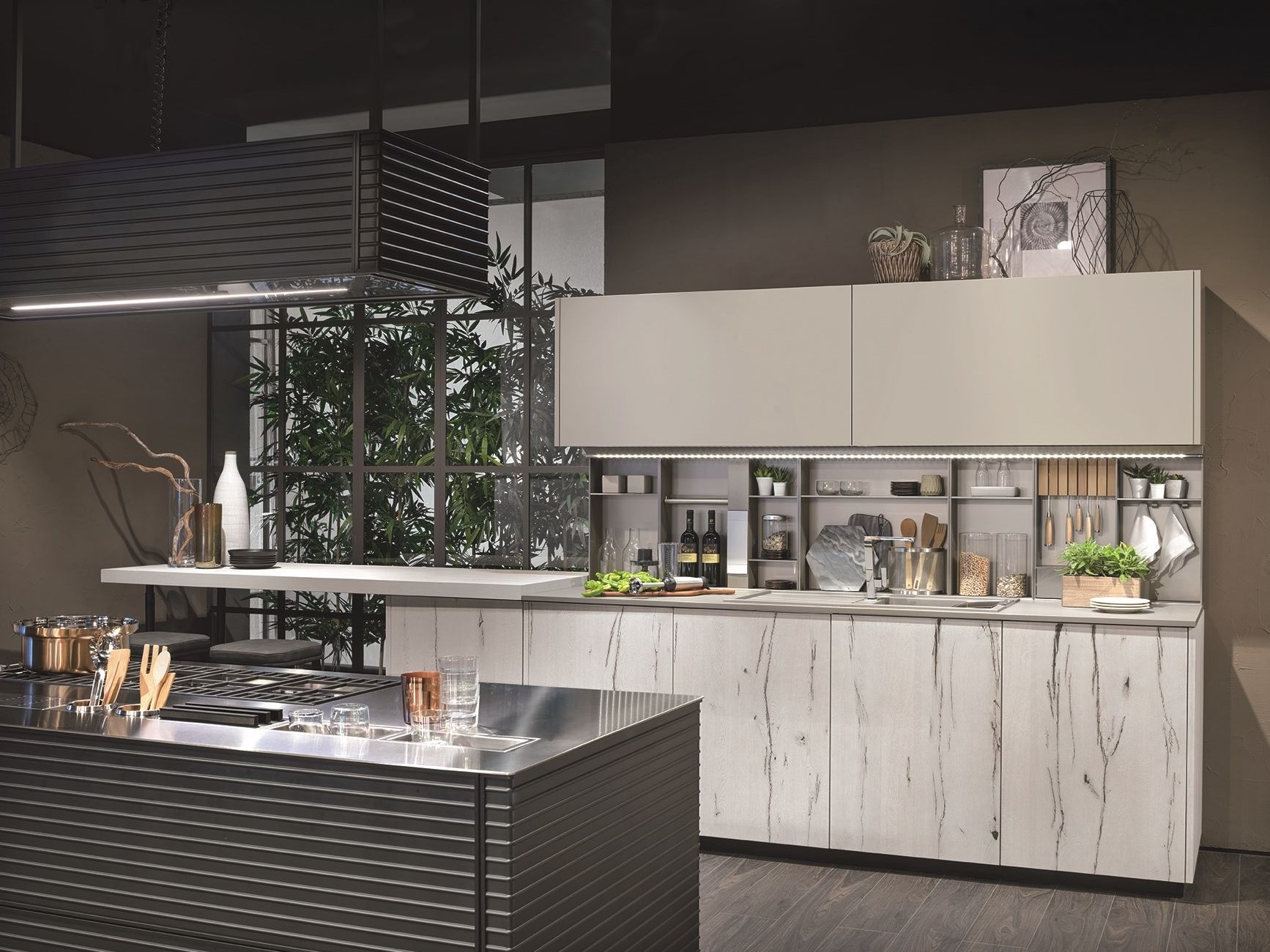 Wooden kitchen with cement finish doors OLTRE By Cucine Lube design ...