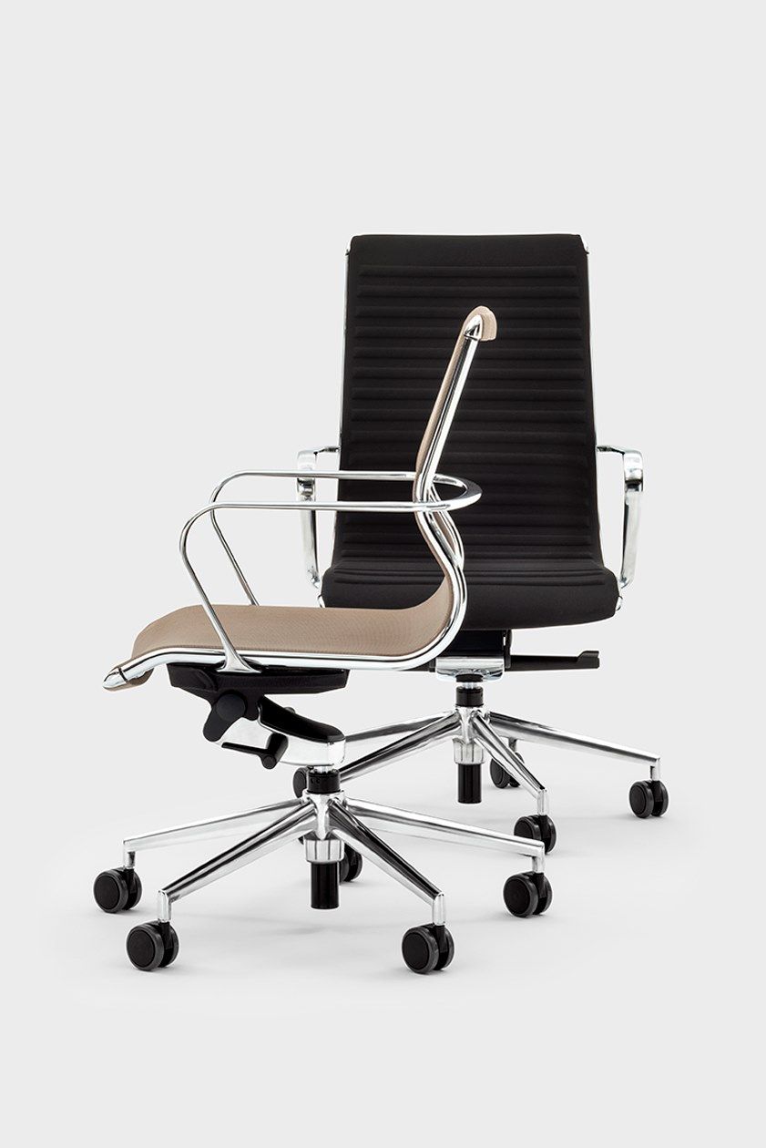 OMEGA Trestle-based fabric office chair with castors By Viganò