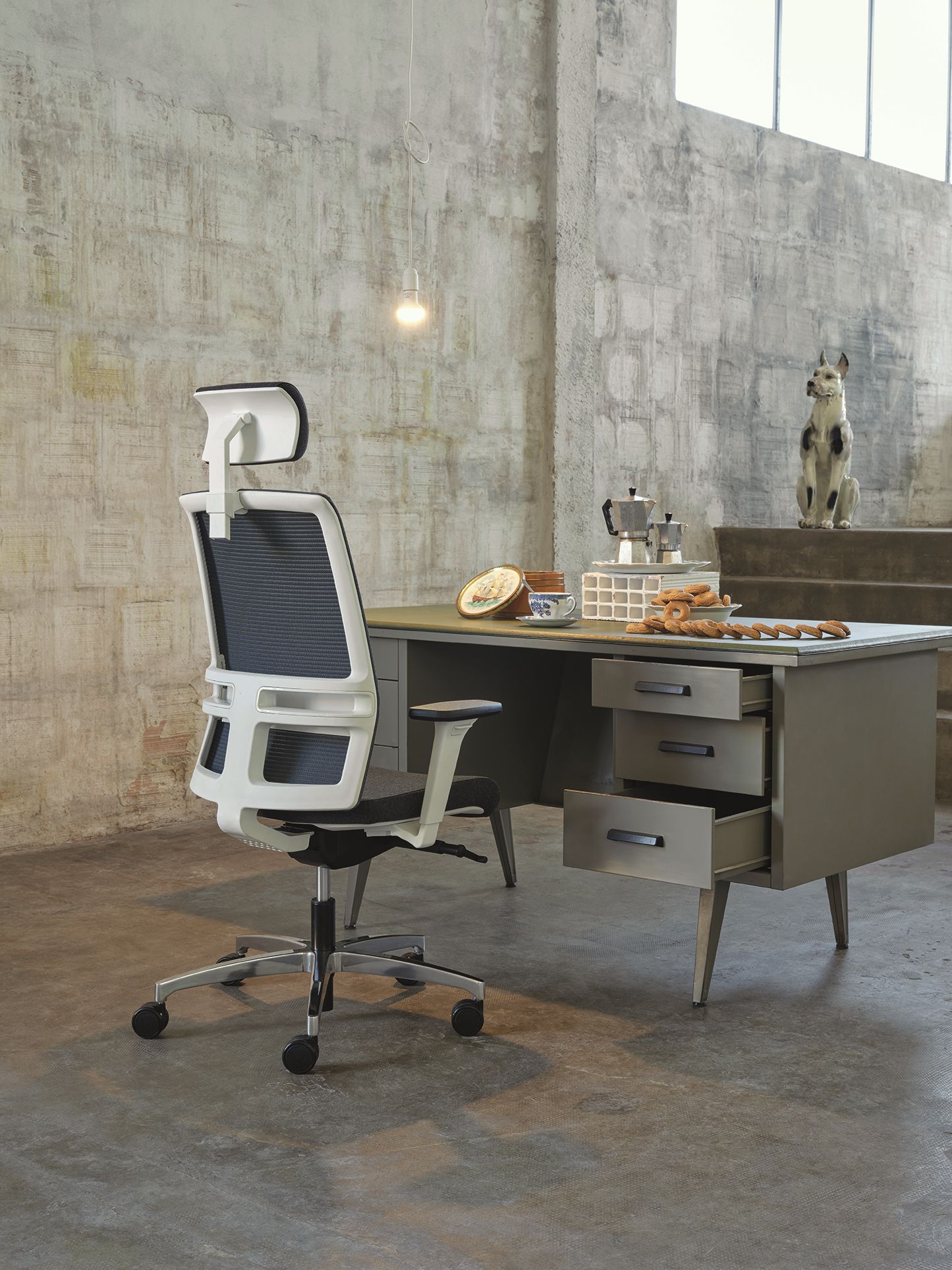 OMNIA WHITE | Office chair with headrest Omnia White Collection By Nahu