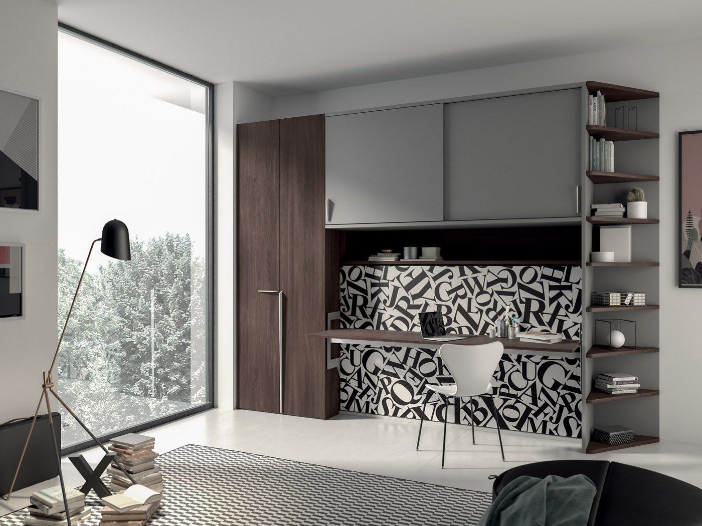 Pull-down single bed with cabinet ON-OFF CONFIGURATION 265 By TUMIDEI