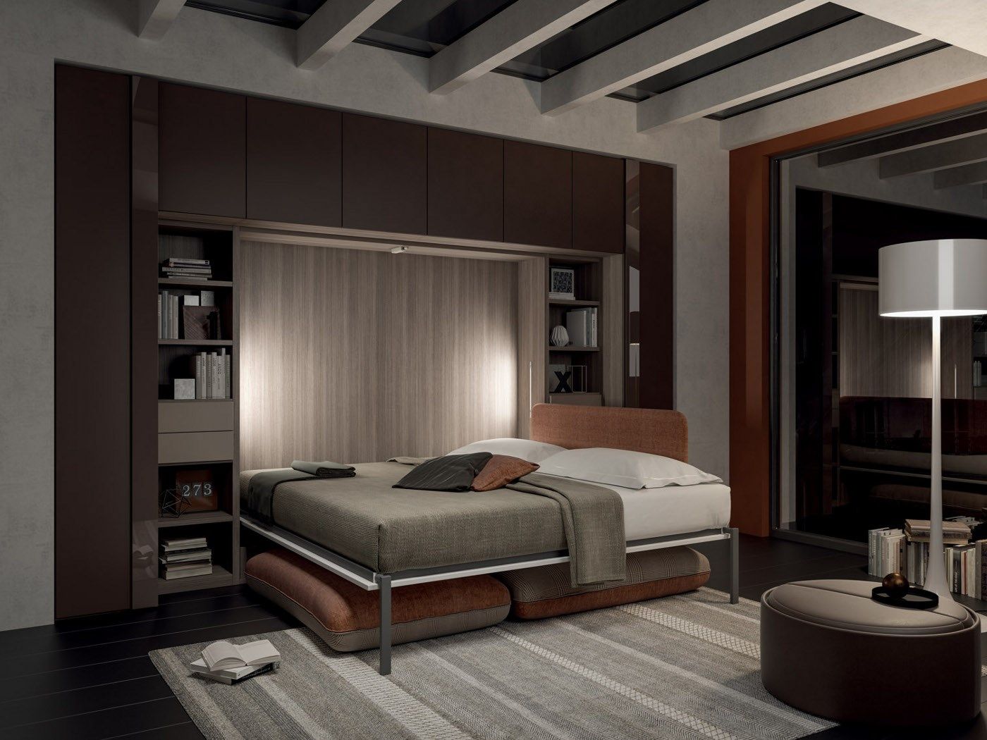 Pull-down bed with integrated lighting ON-OFF CONFIGURATION 267 By TUMIDEI