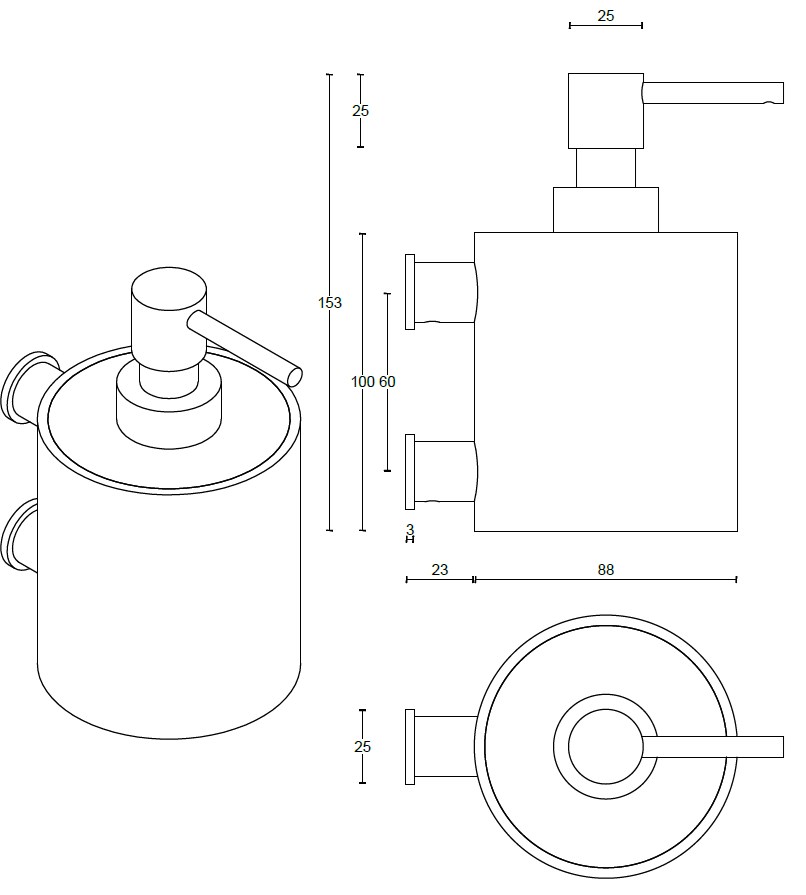 ONE - PB503 INCO Distributeur de savon de salle de bain mural en Corian ...