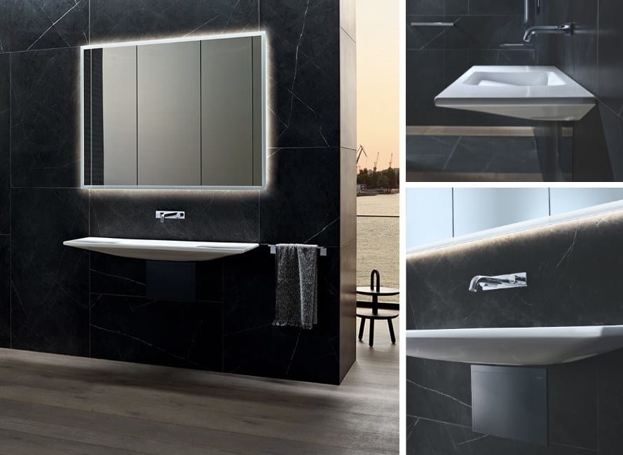 ONE Wall-mounted rectangular ceramic washbasin By Geberit