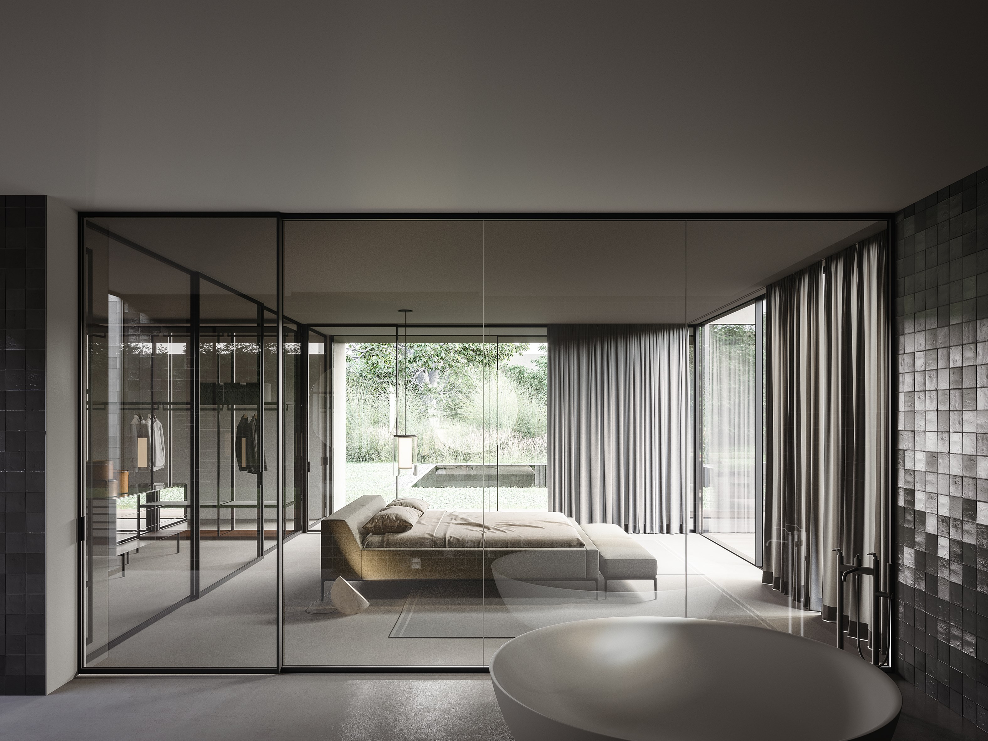 Glass patio door OPEN PROJECTS / SEQUENTIALITY By ADL design Massimo Luca