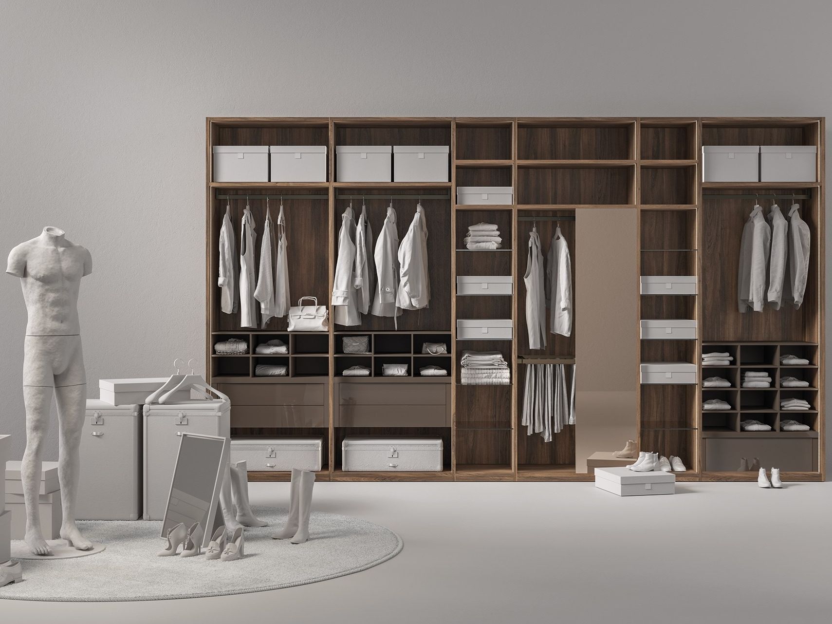 OPEN Melamine-faced chipboard walk-in wardrobe / wardrobe By TUMIDEI