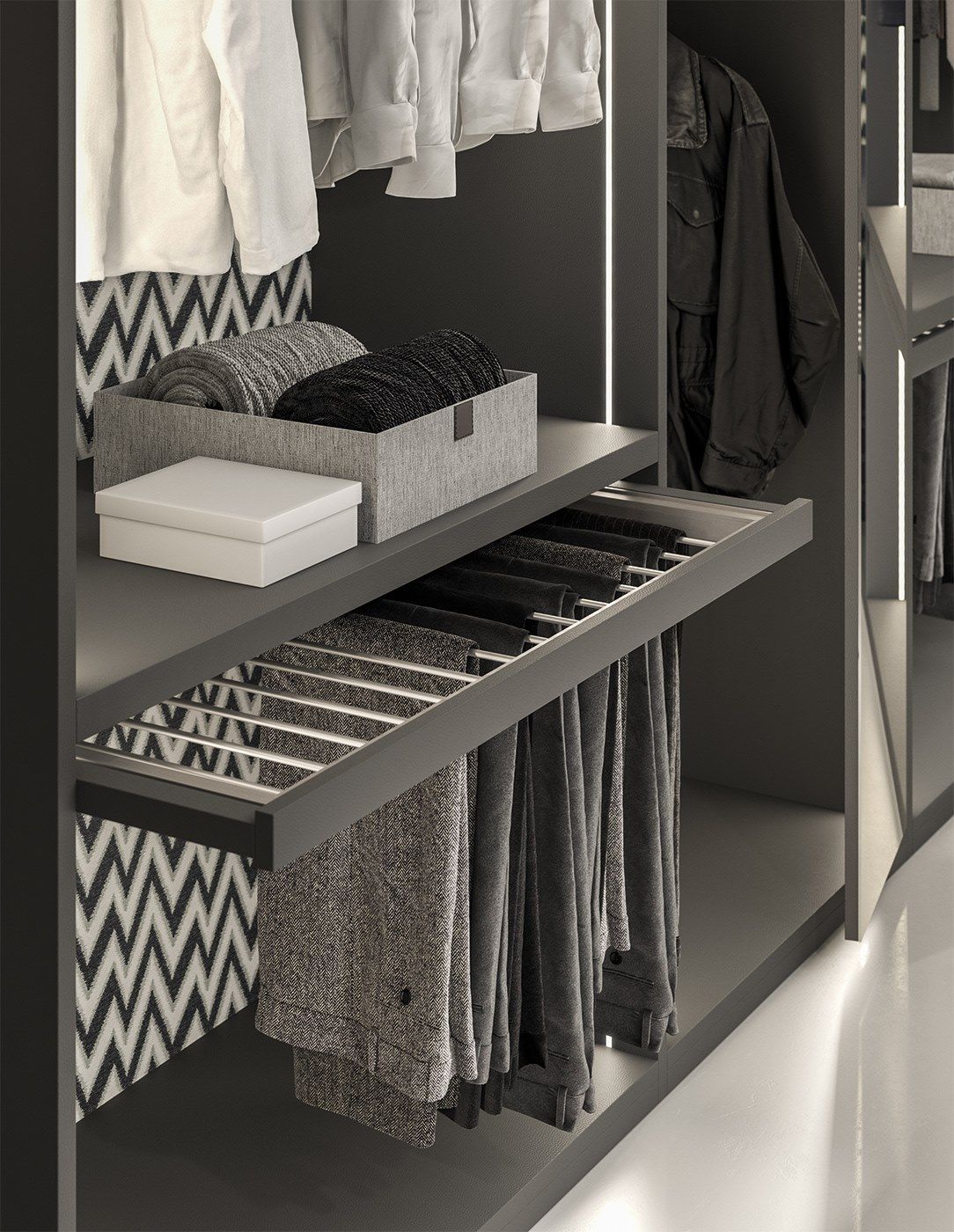 OPEN Melamine-faced chipboard walk-in wardrobe / wardrobe By TUMIDEI