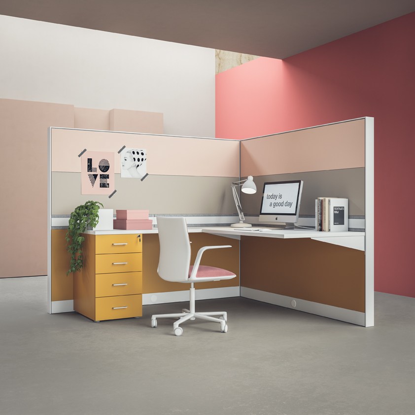 OPENWALL Freestanding modular wooden office screen By PROF