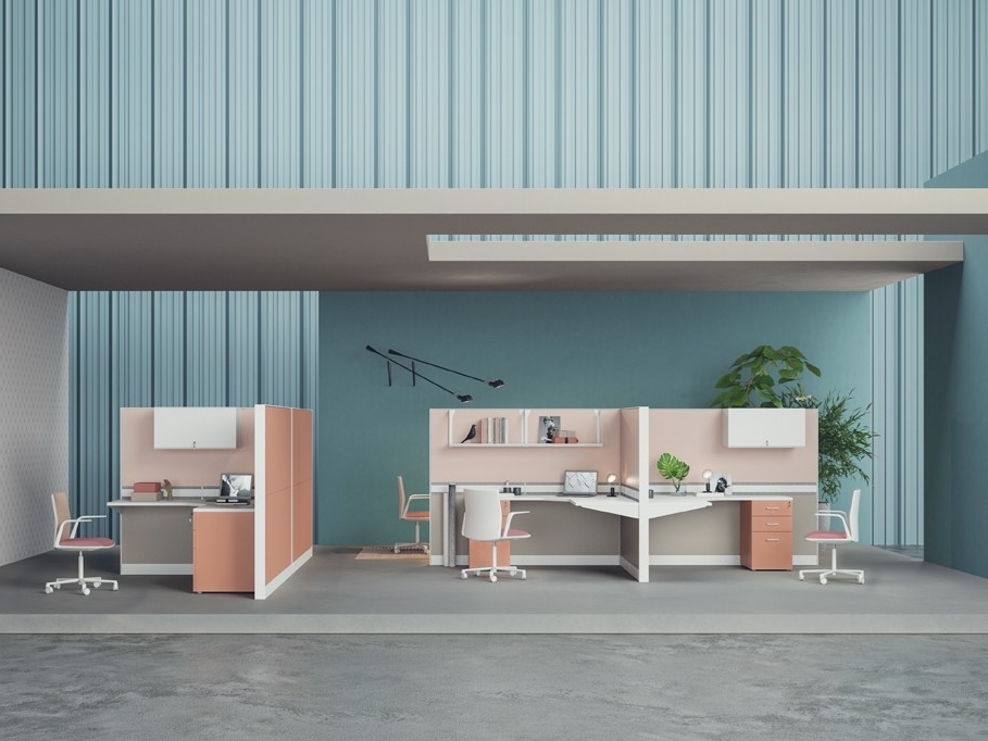 OPENWALL Freestanding modular wooden office screen By PROF