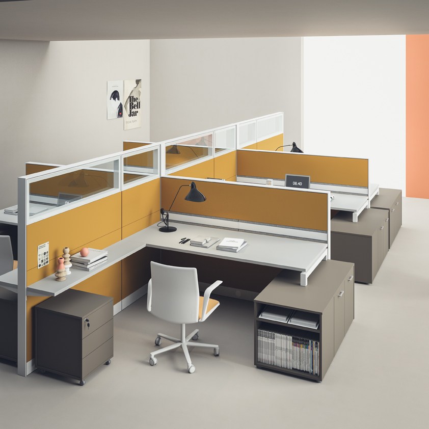 OPENWALL Freestanding modular wooden office screen By PROF