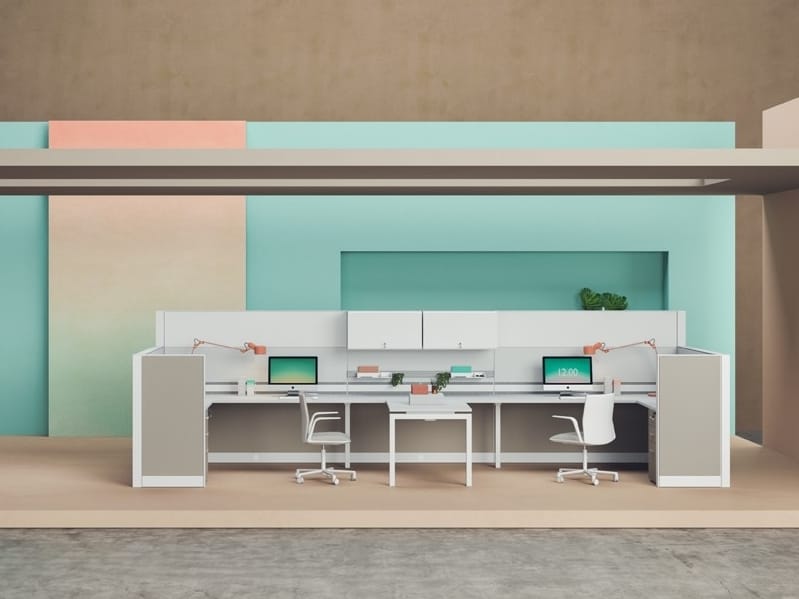 OPENWALL Freestanding modular wooden office screen By PROF