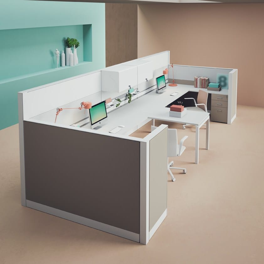 OPENWALL Freestanding modular wooden office screen By PROF