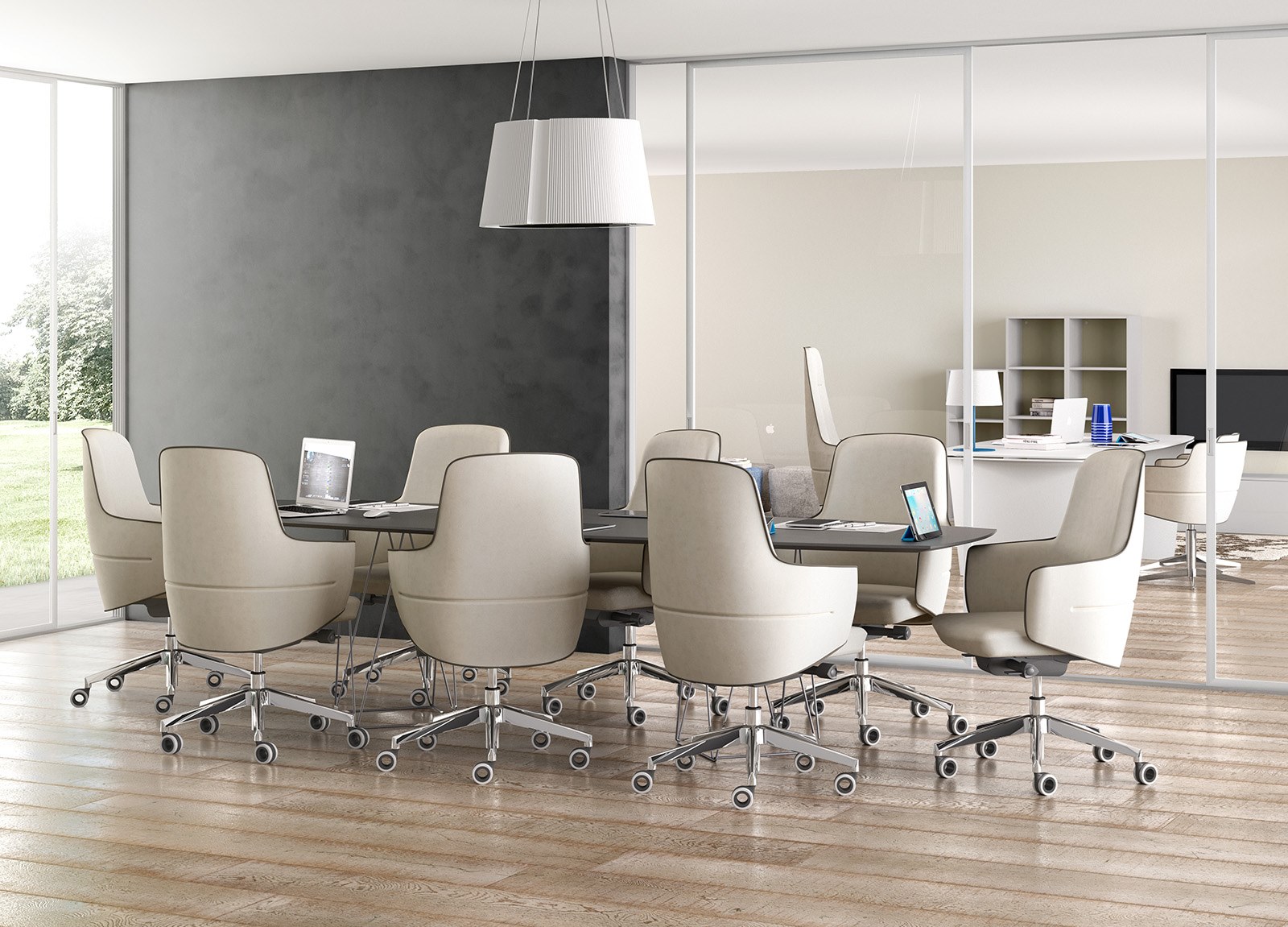 OPERA Height-adjustable wool executive chair with armrests By Leyform ...
