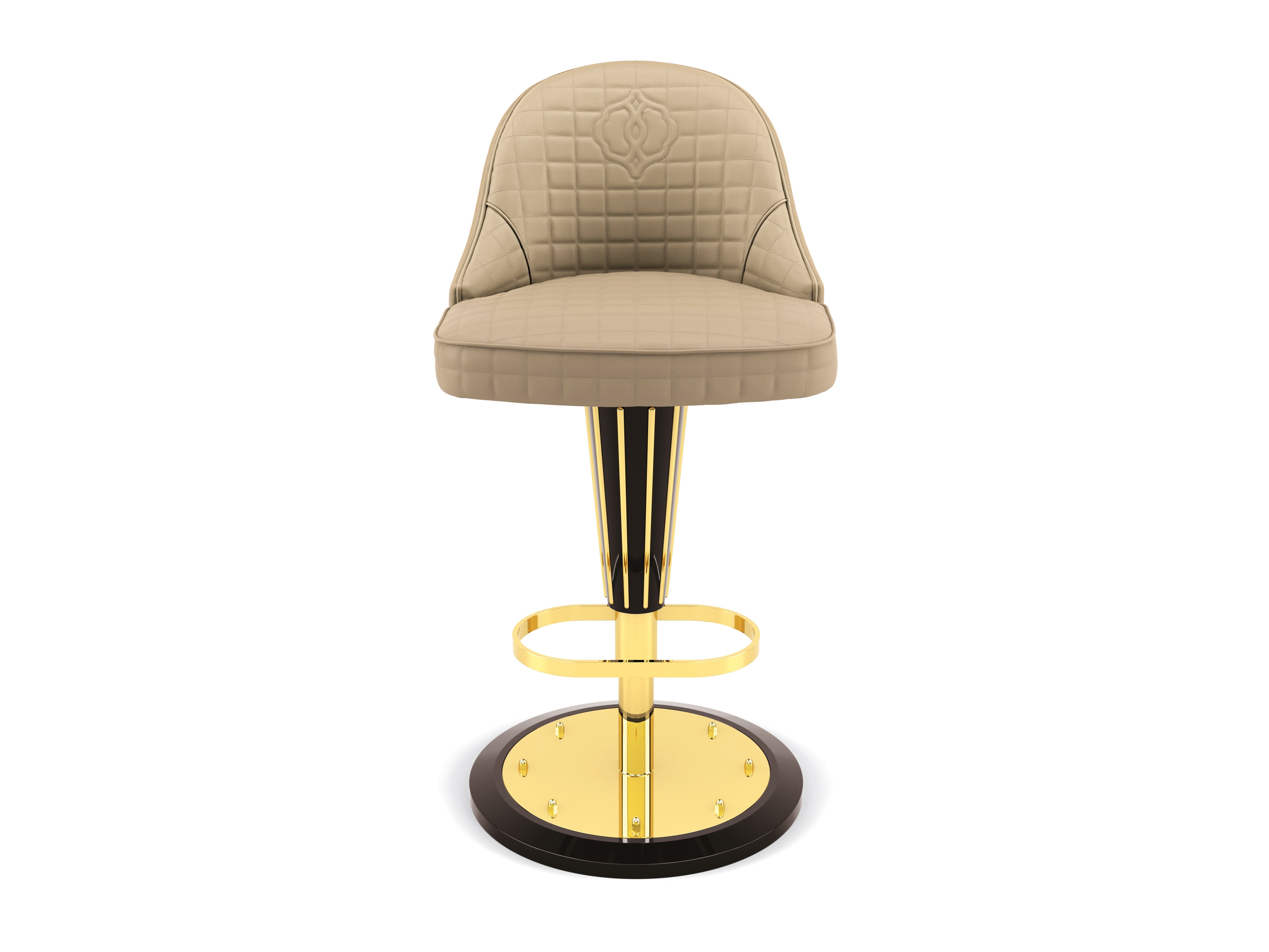 OPHELIA High leather barstool with back By BRUNO ZAMPA