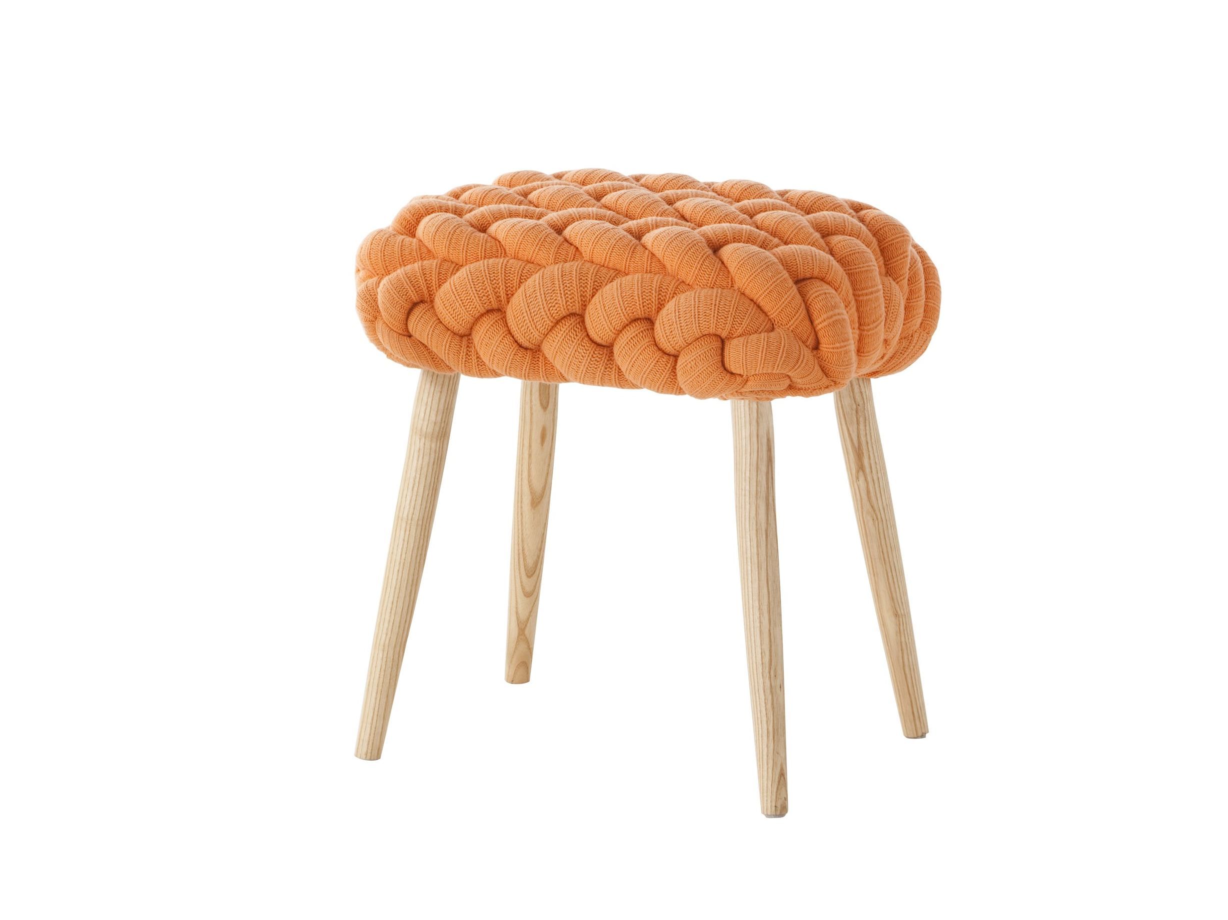 Upholstered wool stool ORANGE KNITTED STOOL By GAN design Claire-Anne O ...