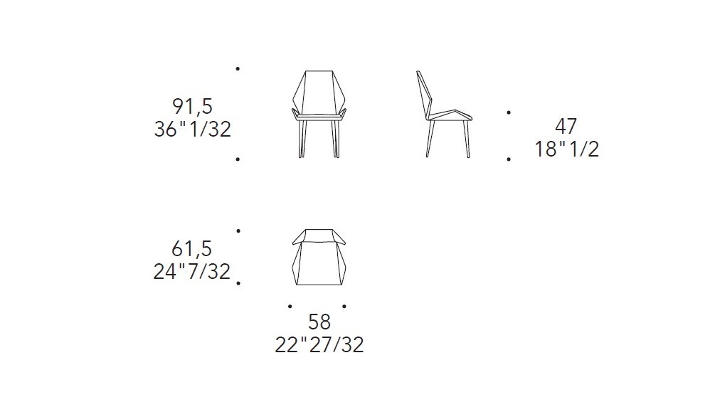 ORIGAMI Upholstered leather chair By Reflex