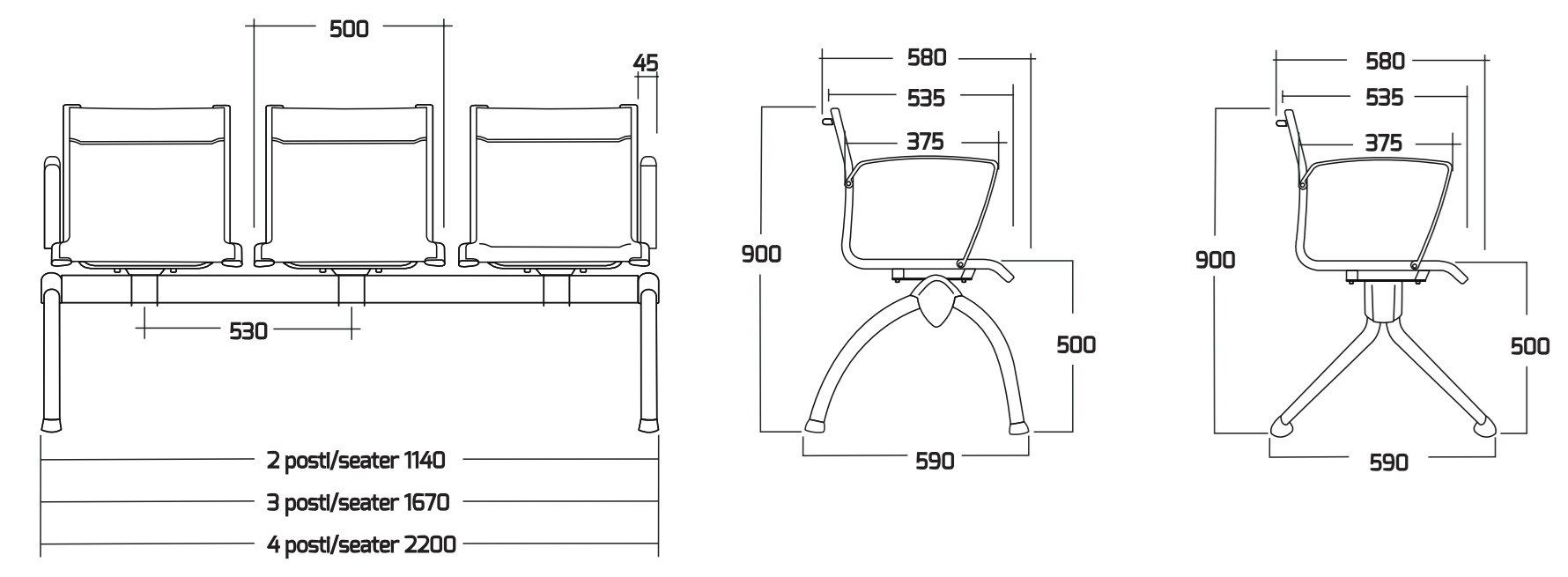 ORIGAMI | Leather beam seating Origami Collection By Leyform