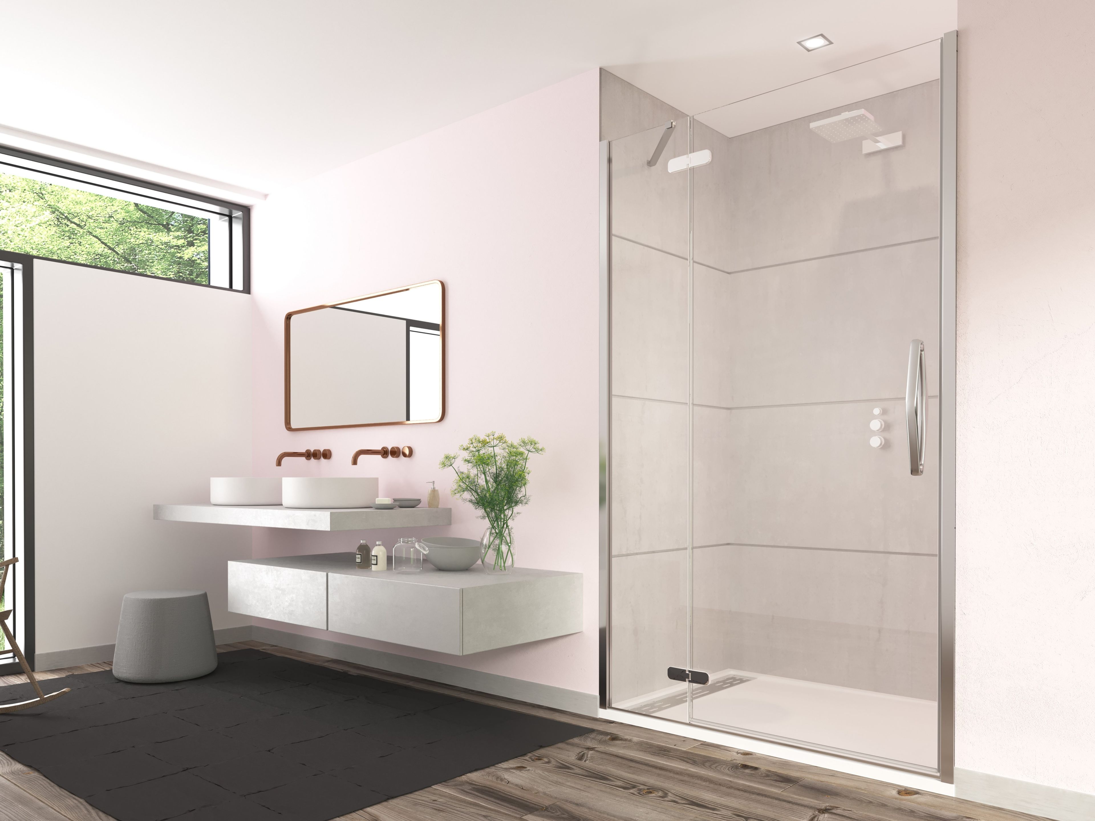 Glass hinged door with inline panel ORO HINGE WITH INLINE PANEL DOOR By ...