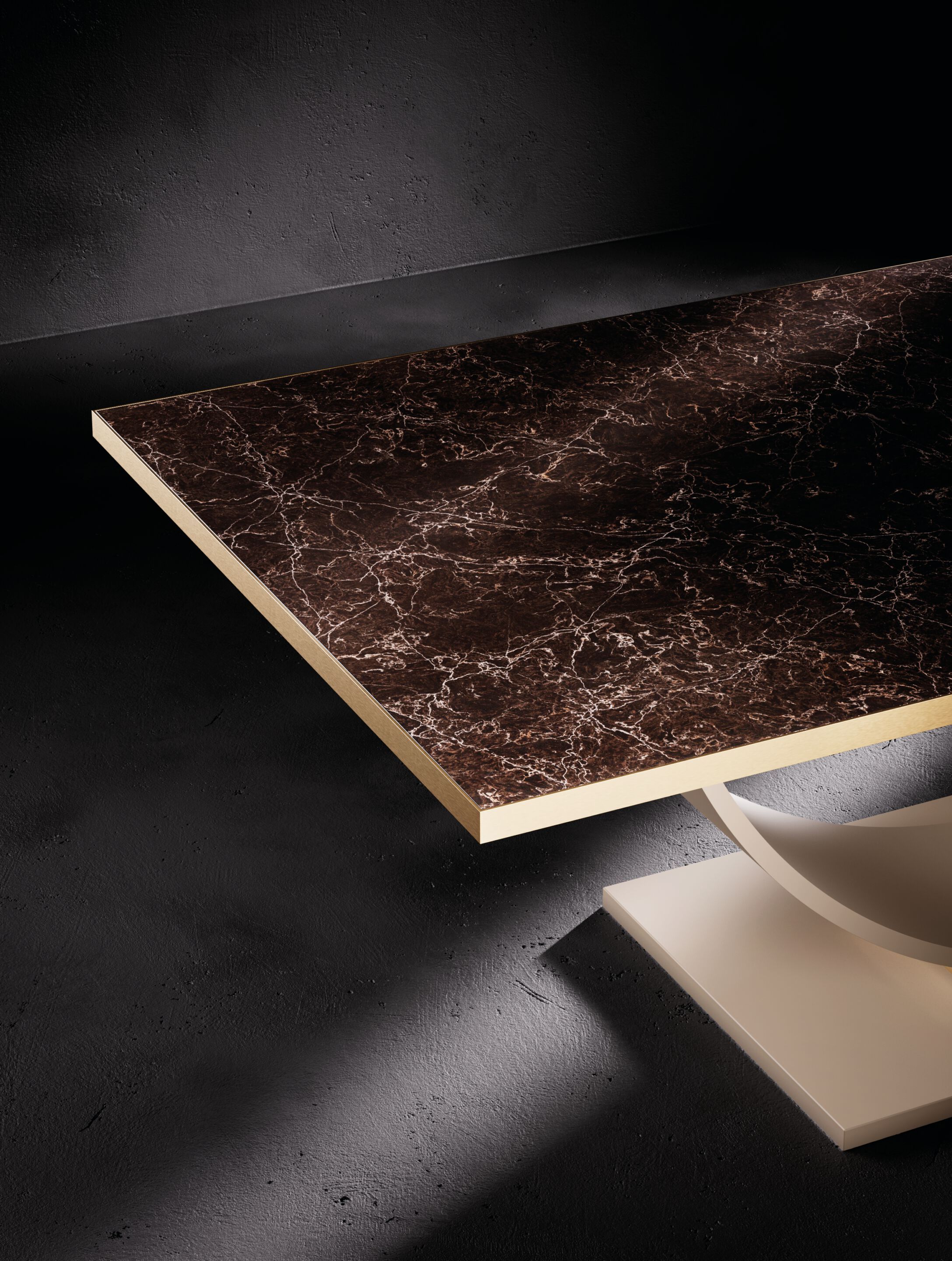 ARK Rectangular steel dining table and quartz top By ORO NERO Collection