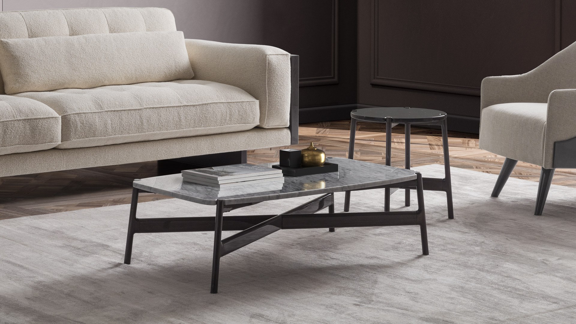 OSCAR | Low coffee table Low rectangular Carrara marble coffee table By ...