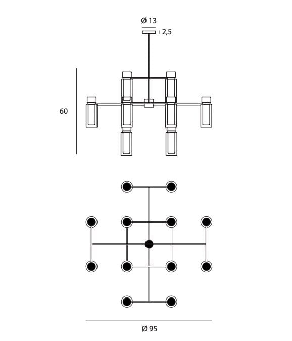 OSMAN Lampadario in metallo verniciato By Tooy | design Corrado Dotti
