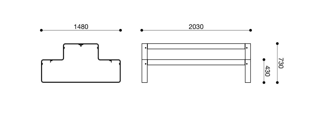 OUTLINE Steel picnic table with integrated benches By miramondo