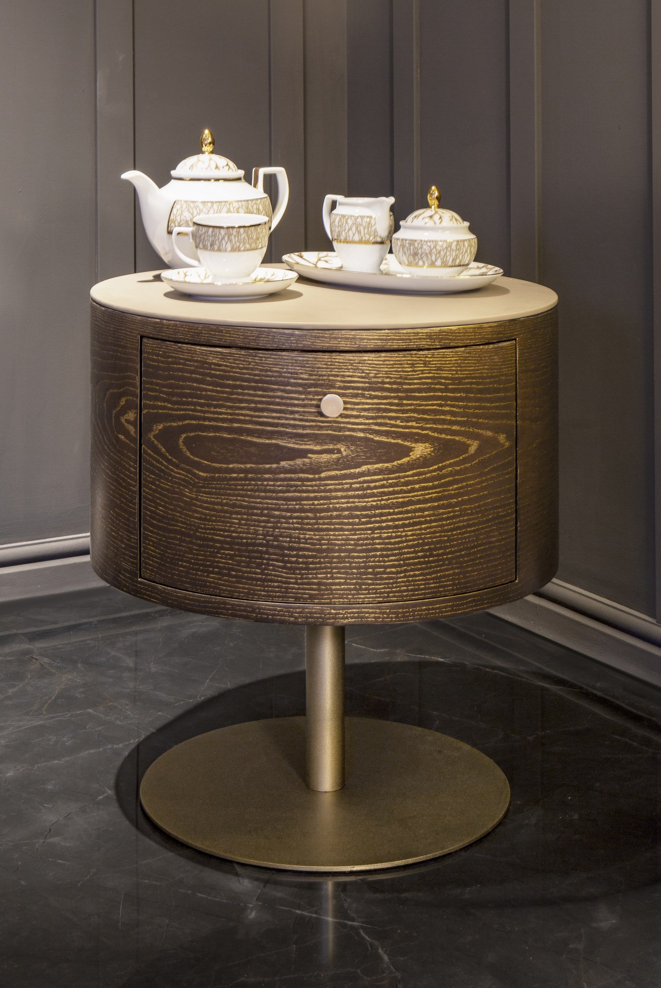 OVERSEAS Round ash bedside table By FORMITALIA