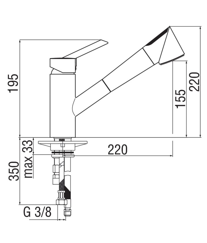 OZ Kitchen mixer tap with pull out spray By Nobili | design Nilo Gioacchini