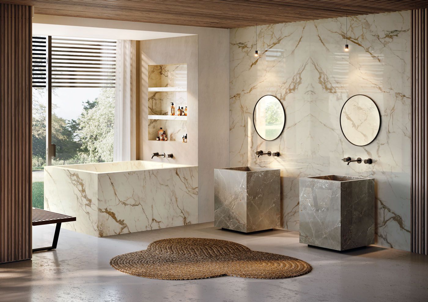 FIOR DI BOSCO Porcelain stoneware wall tiles with marble effect By ...