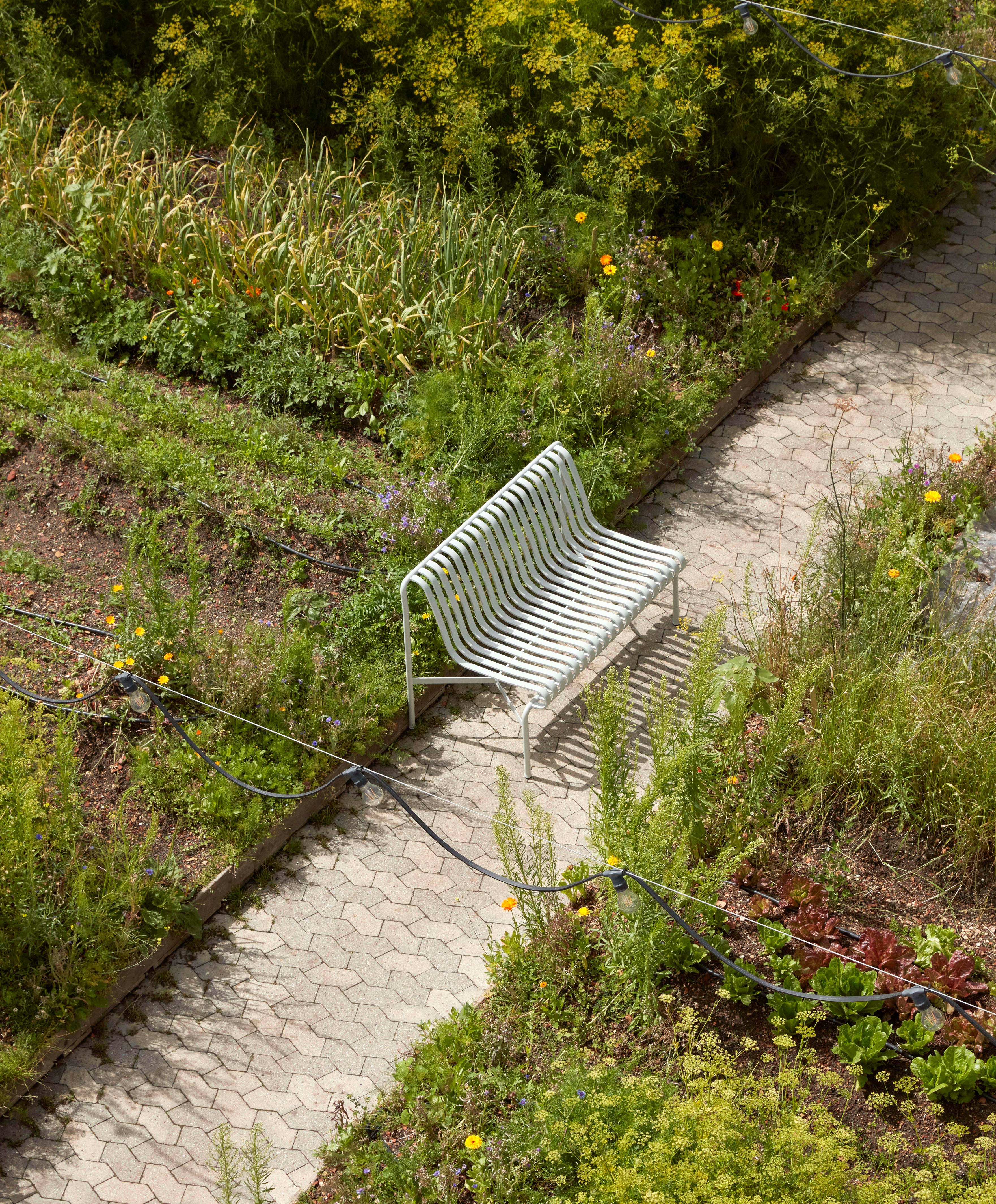 PALISSADE Steel garden bench with back By Hay | design Ronan & Erwan ...